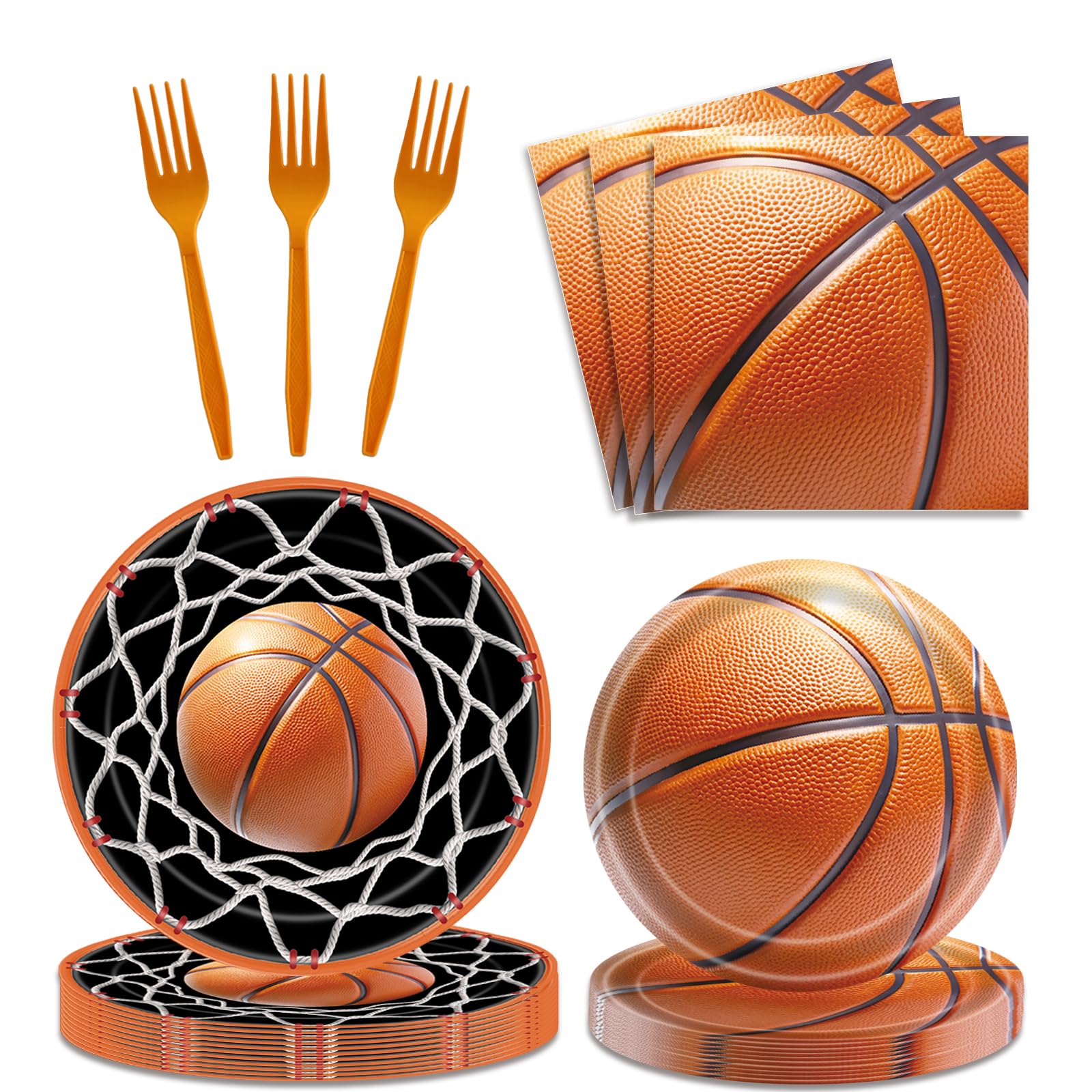 Amazon.com: 96 PCS Basketball Plates Tableware Set Basketball Birthday ...