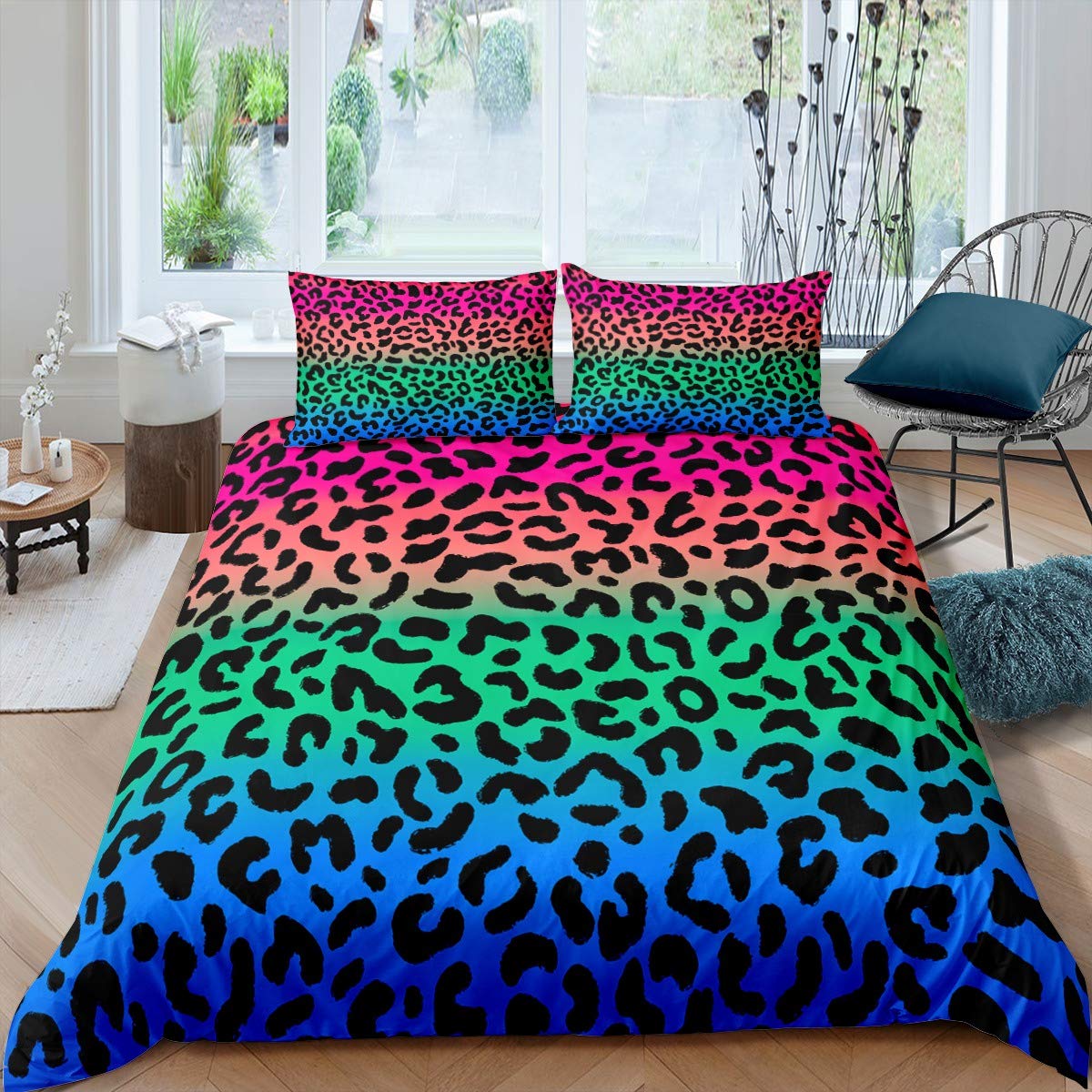 Rainbow Leopard Print Bedding