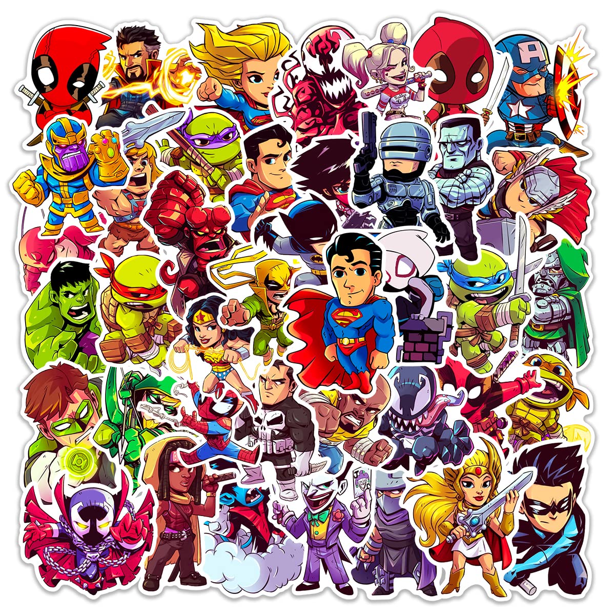 50PCS Superhero Stickers, Marvel Avenger Vinyl Waterproof Stickers for ...