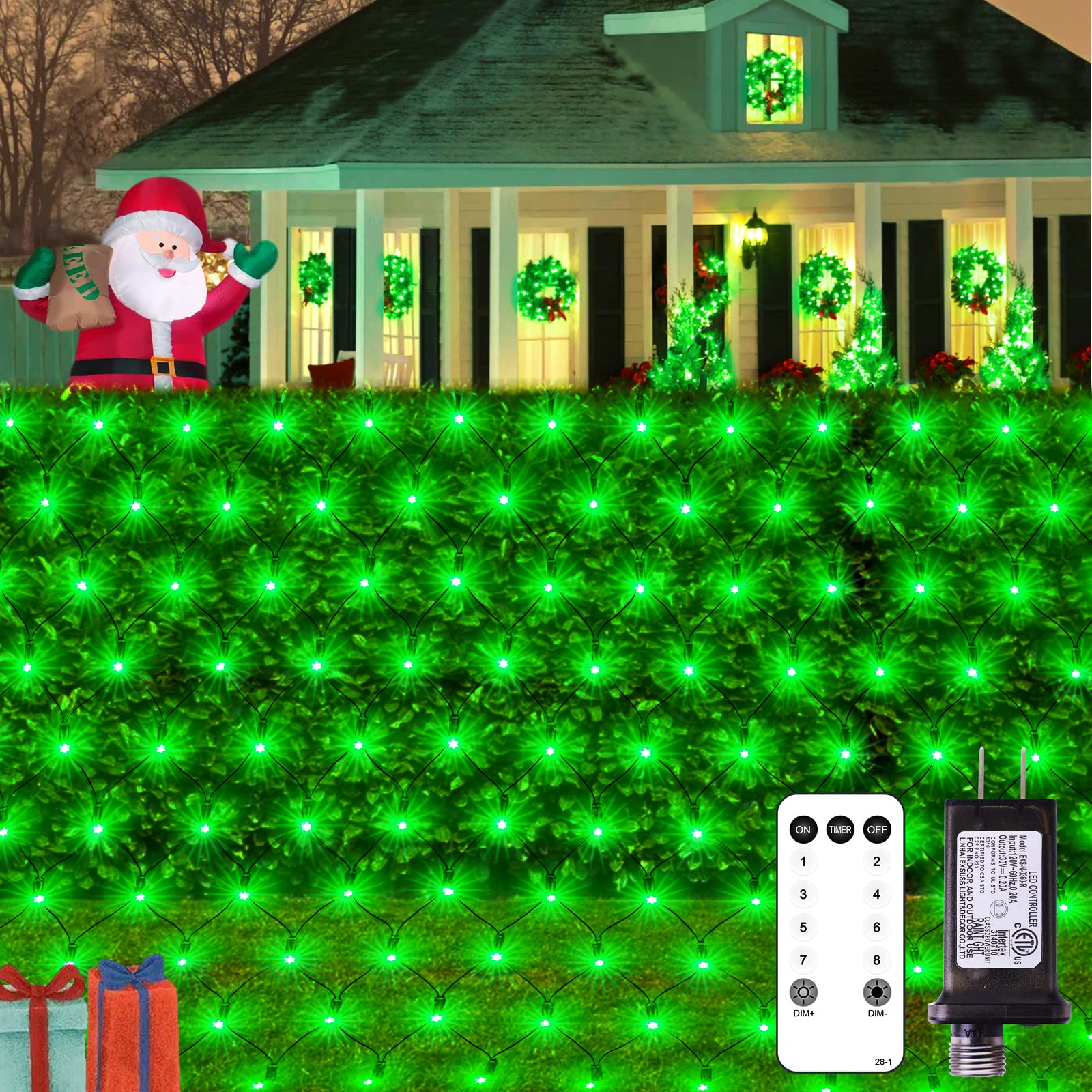 Snapklik.com : JMEXSUSS 360 LED Green Net Lights Outdoor, Connectable ...