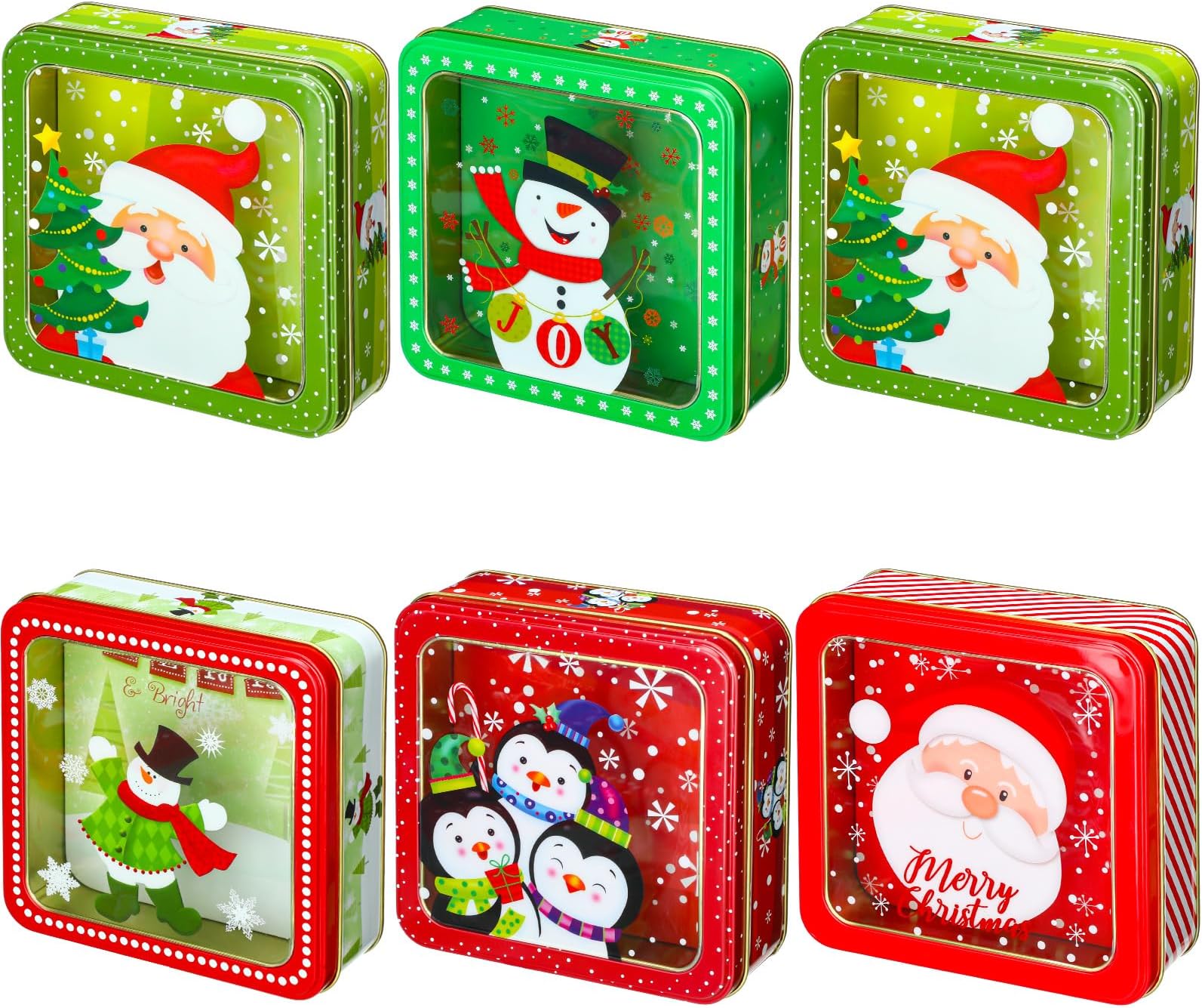 Amazon.com: Landhoow 6 Pieces Christmas Cookie Tins with Lids Metal ...