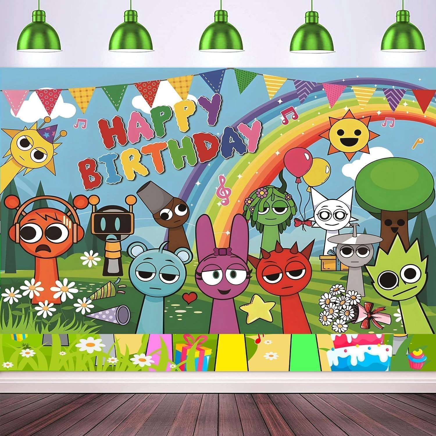 Amazon.com: Sprunki Birthday Party Backdrop Banner, Music Theme, 5x3 Ft ...