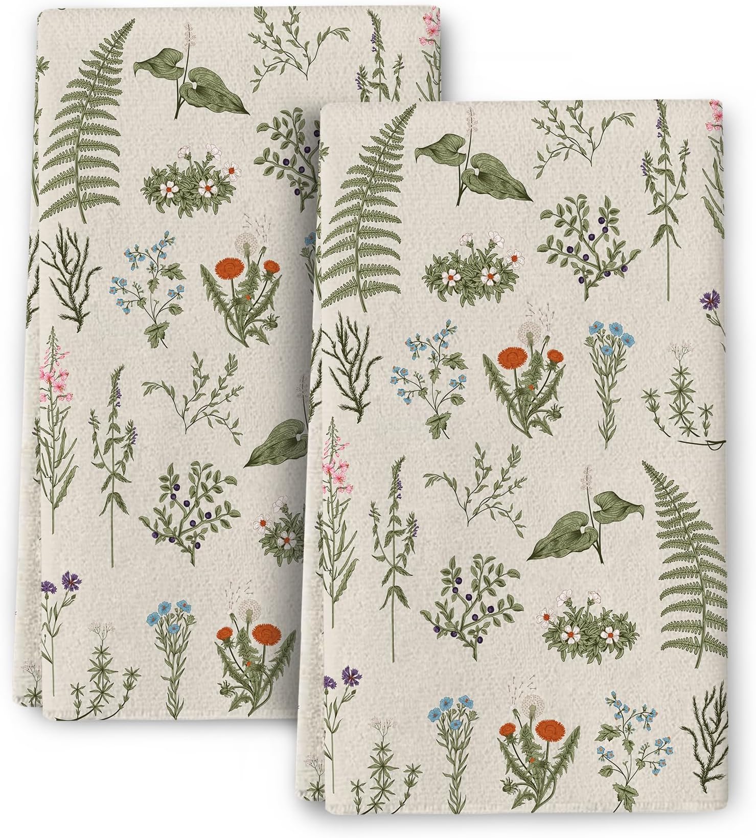 Amazon.com: TAEDIN Blue Flowers Botanical Kitchen Towels Chinoiserie ...