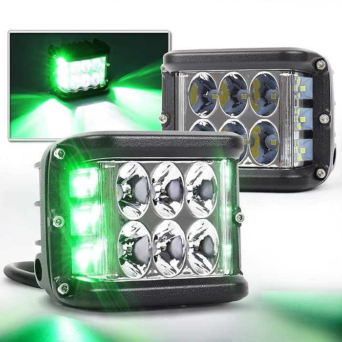 Buy OVOTOR Dual Side Shooter LED Lights 4inch Green DRL Solid&Strobe ...