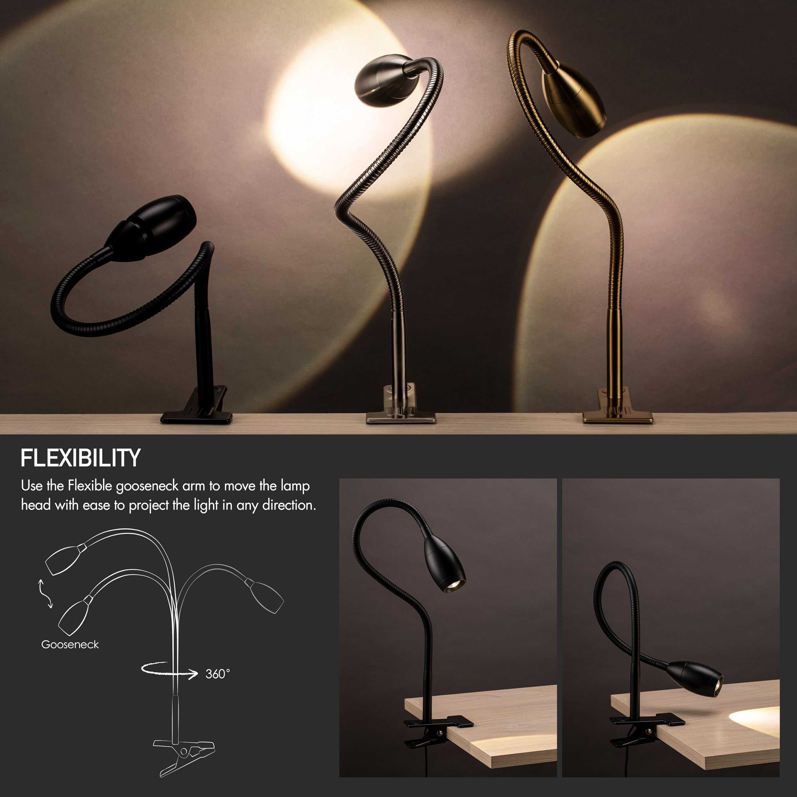 O'Bright Lumos - Versatile Clip-on Lamp: Zoomable Spotlight, Dimmable ...