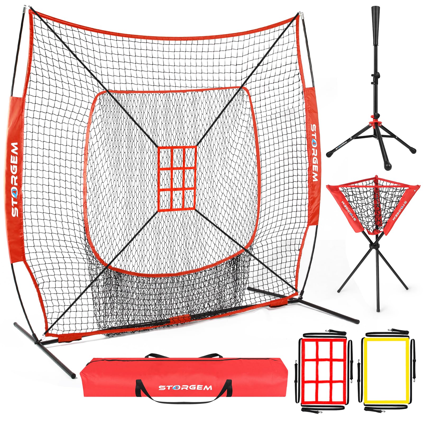 Storgem Baseball and Softball Practice Net 7×7ft Portable Hitting ...
