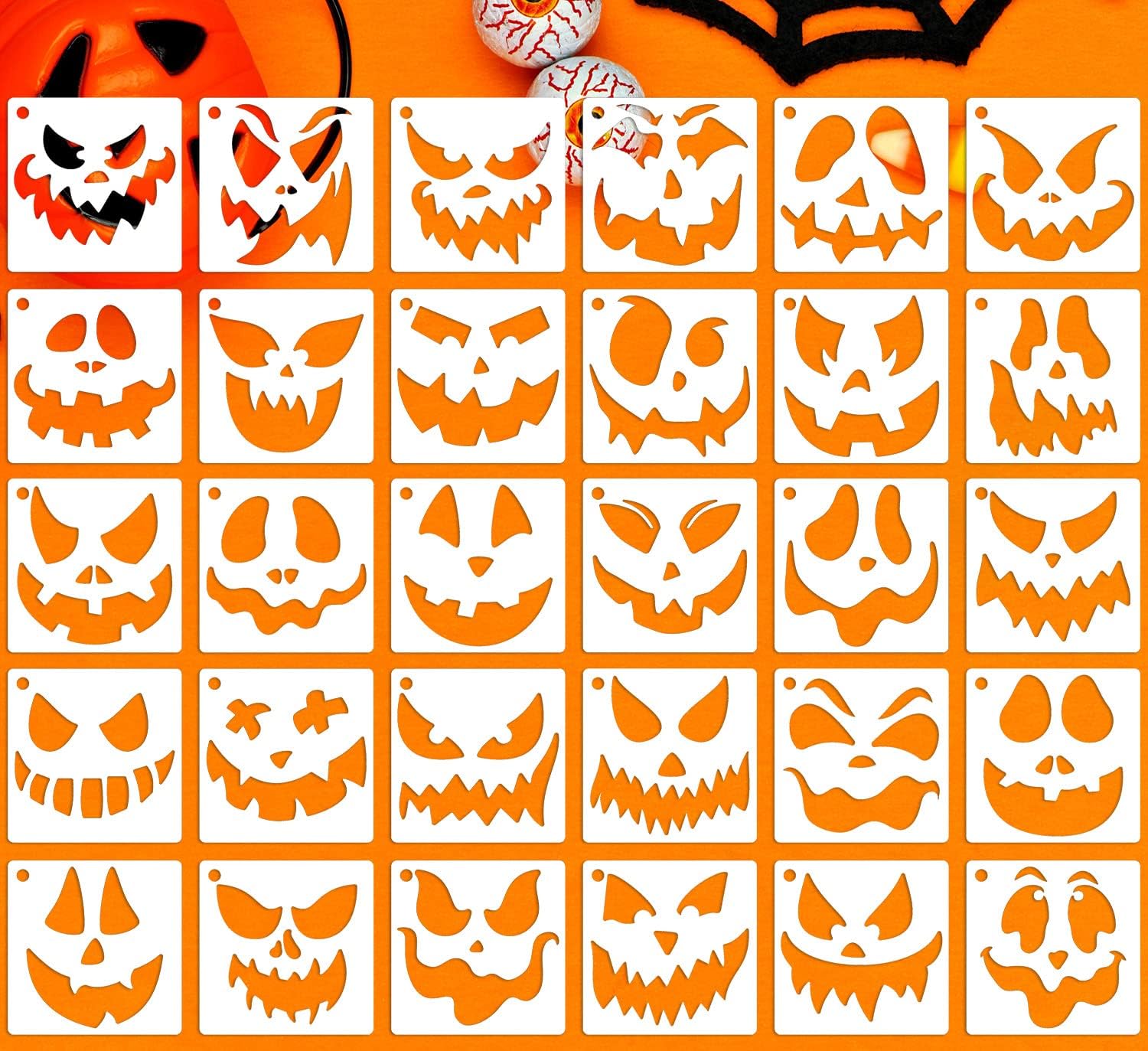 Amazon.com : Halloween Pumpkin Face Stencils for Painting on Wood 3 ...