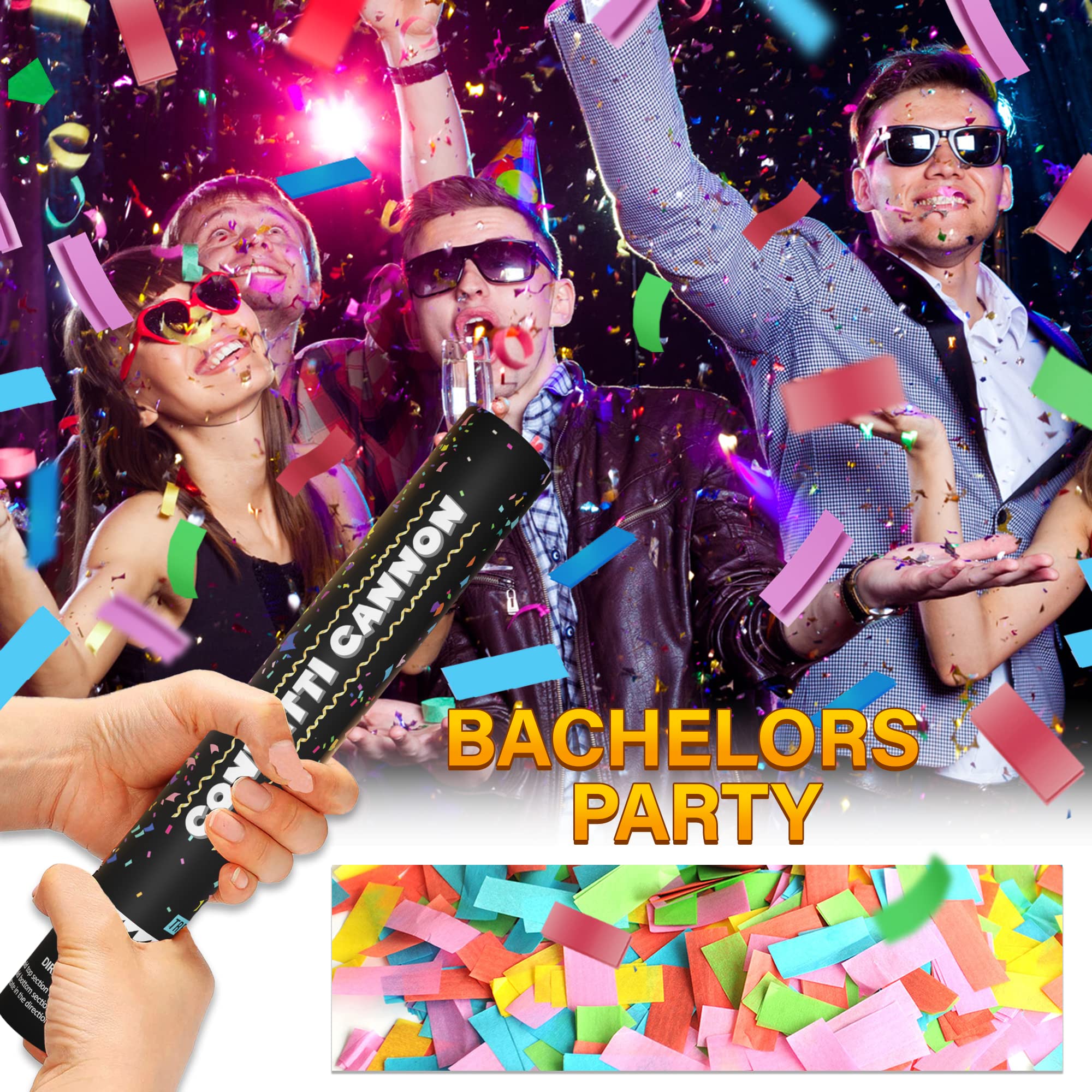 Confetti Cannon Party Poppers [6 Pack], Gift 3 Magnetic Photo Frames ...