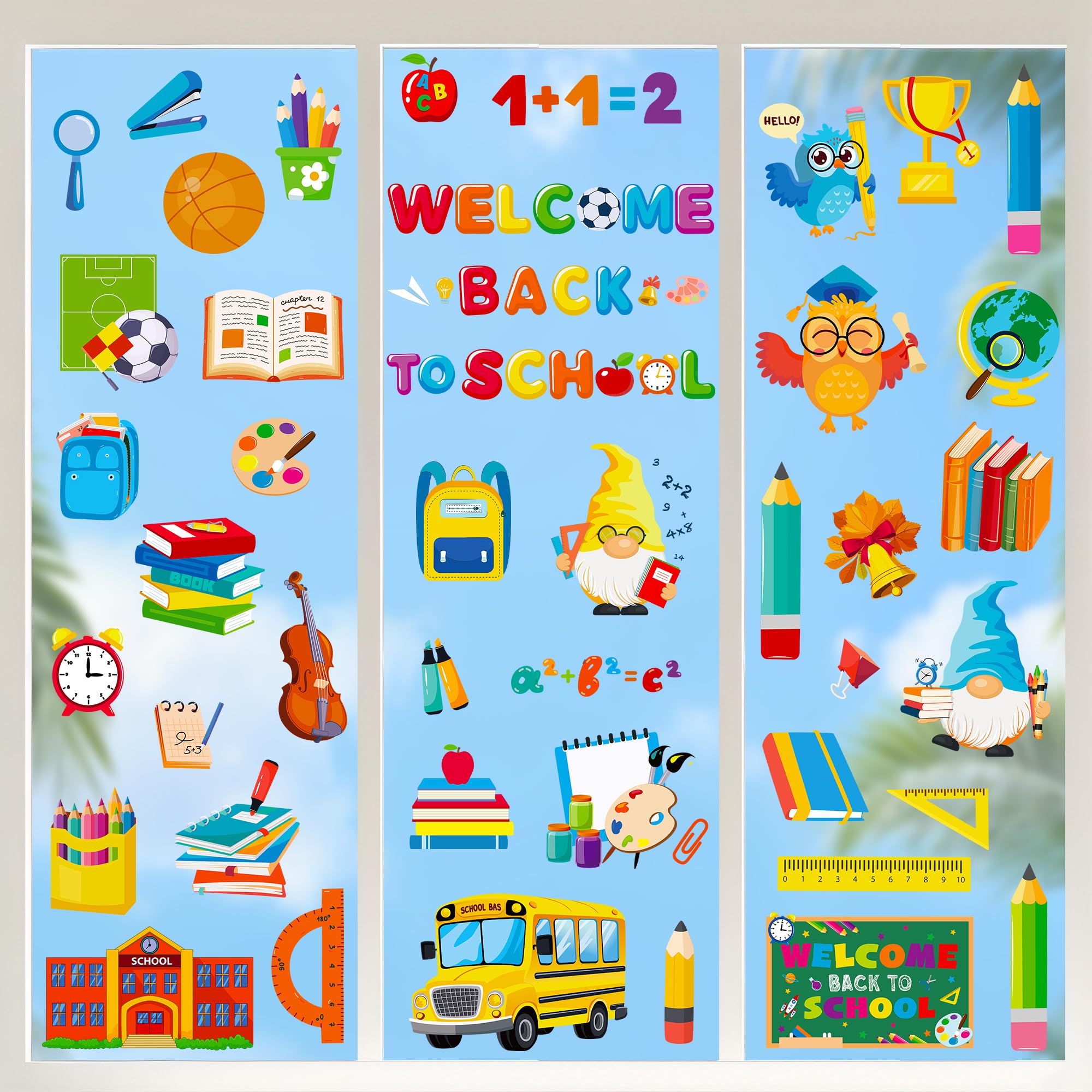 Snapklik.com : 9 Sheets Back To School Window Clings, Double-Sided ...