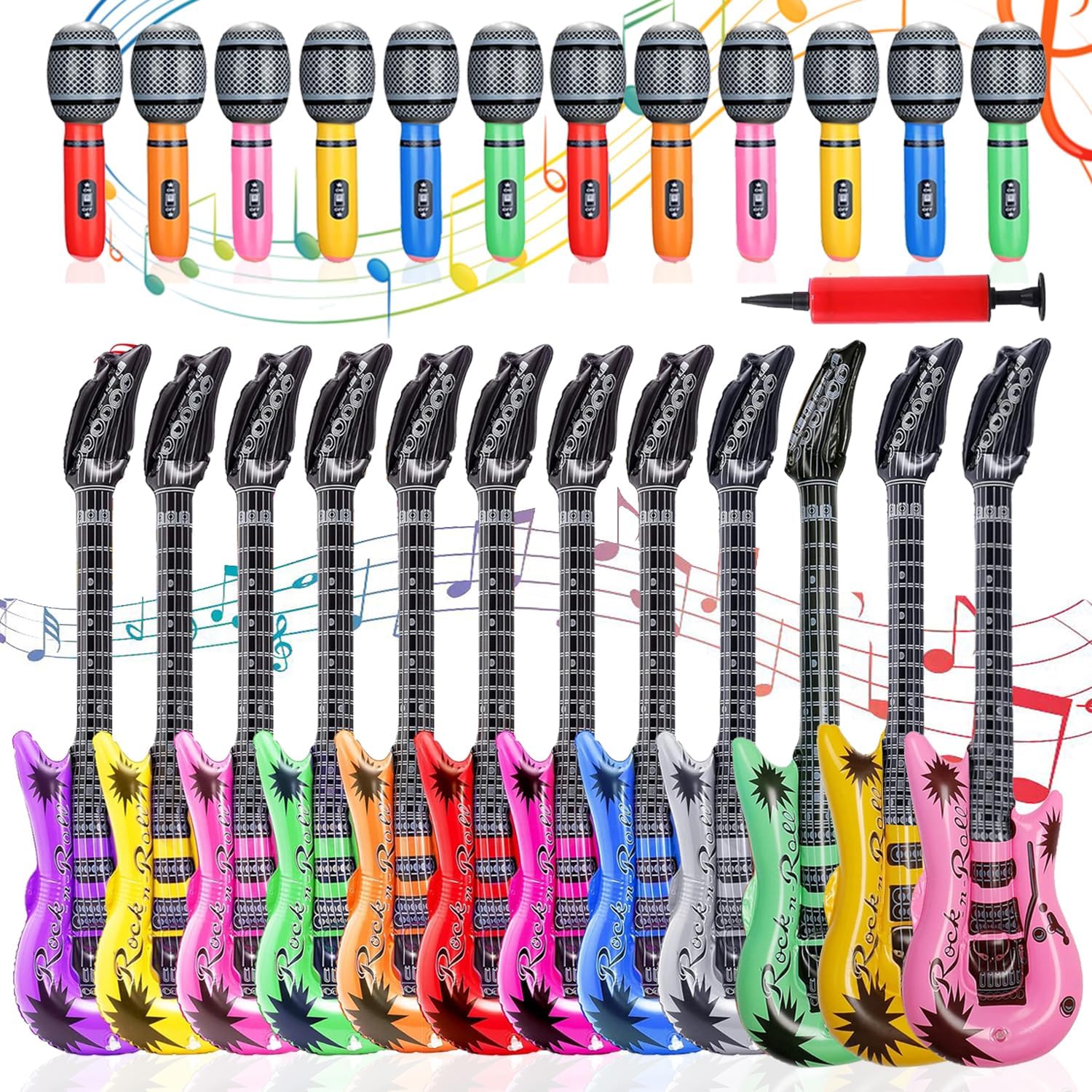 Inflatable Guitar, Microphone & 23 More Props - Party Photo Booth Set ...