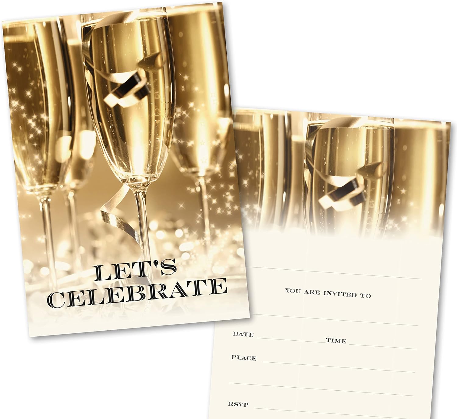 Party Invitations Pack of 36. Champagne Themed Invitation with Matching ...