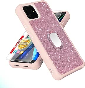 Amazon.com: for Foxx Foxxd A55 Case [with Tempered Glass Screen Protector][Mirror Ring][Glitter ...
