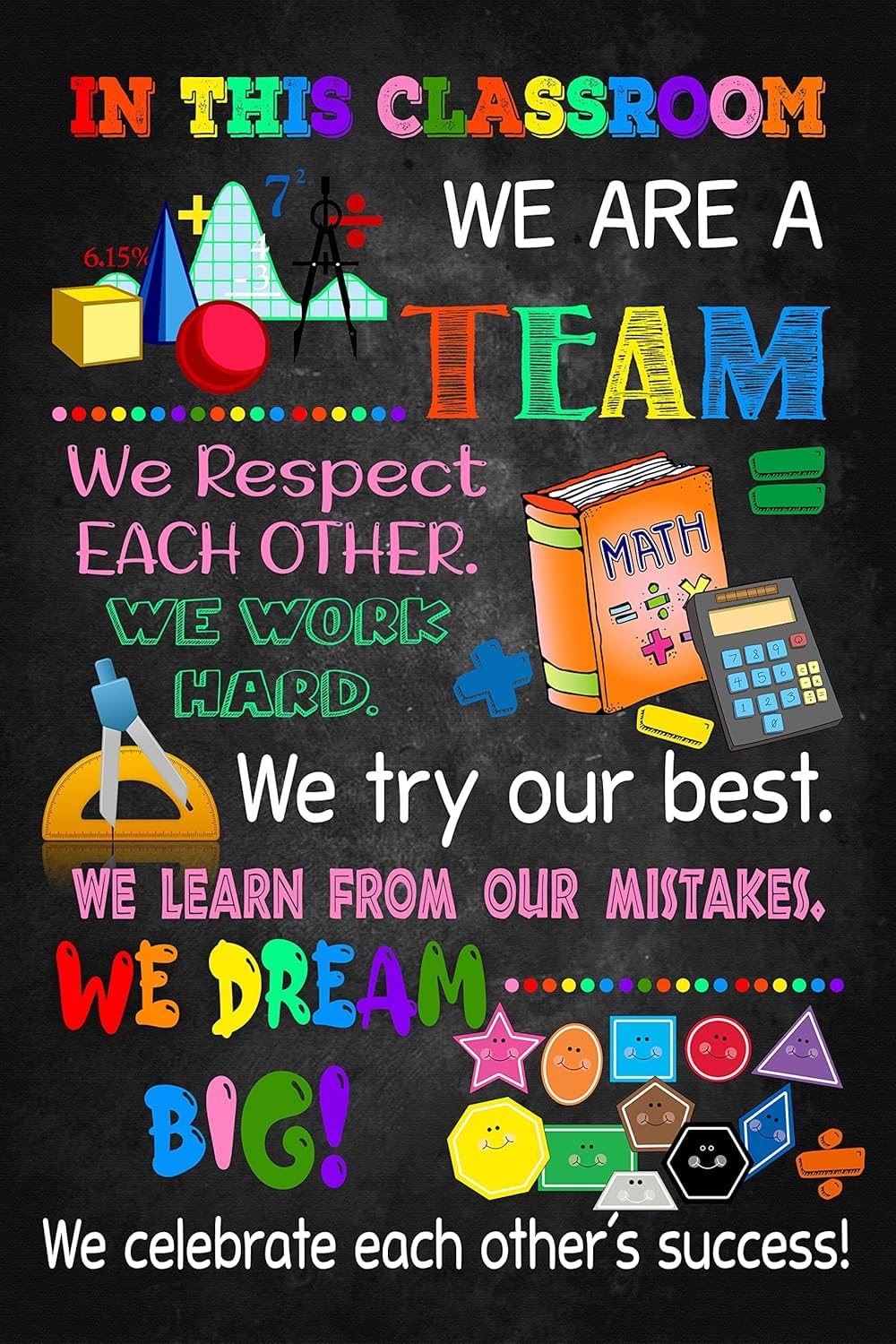 Teacher Bulletin Board Sets 6 Math Motivation Posters For Classroom ...
