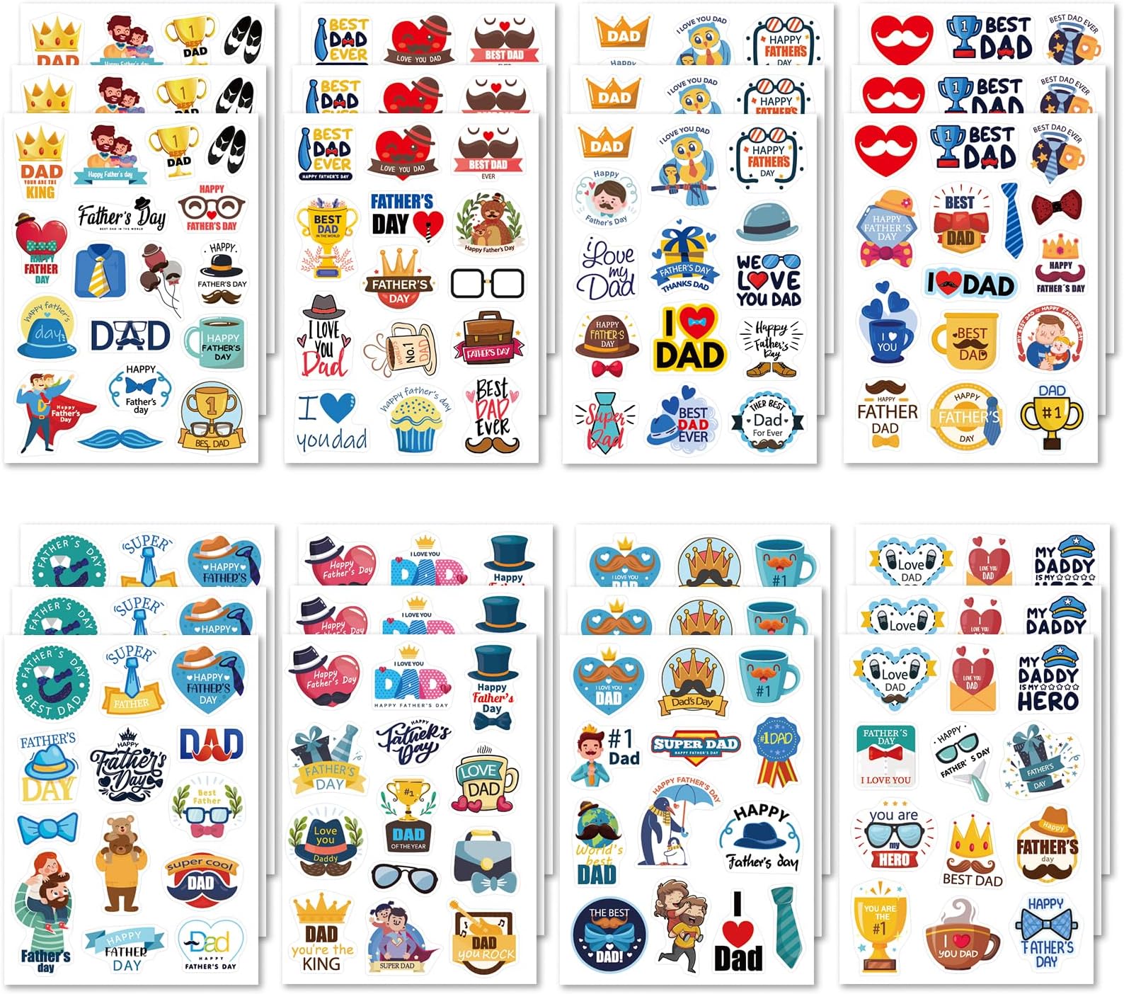 Amazon.com: Happy Fathers Day Stickers, 16 Sheet Cute Dad Stickers for ...