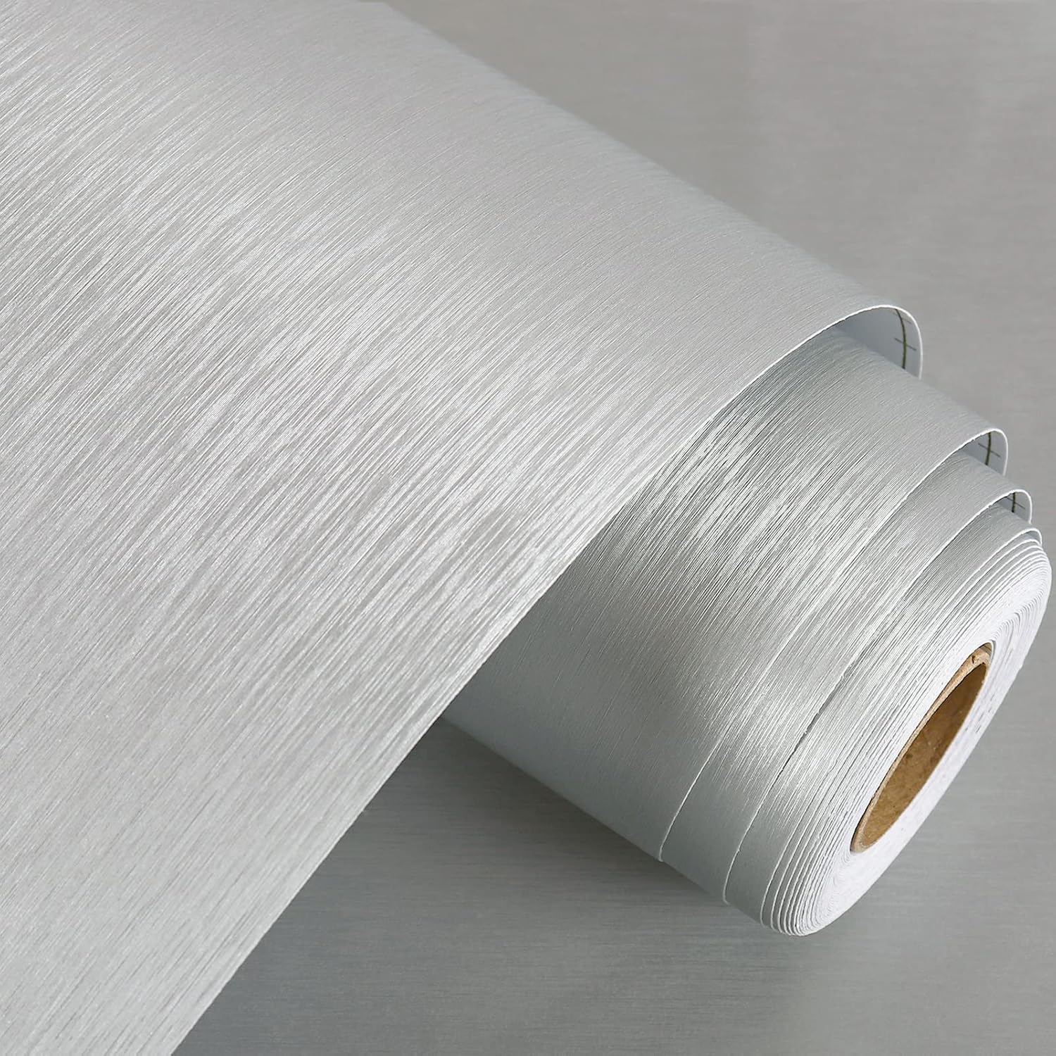 WESTICK Brushed Silver Wallpaper Textured Contact Paper for Cabinets ...