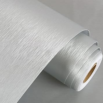 WESTICK Brushed Silver Wallpaper Textured Contact Paper for Cabinets ...