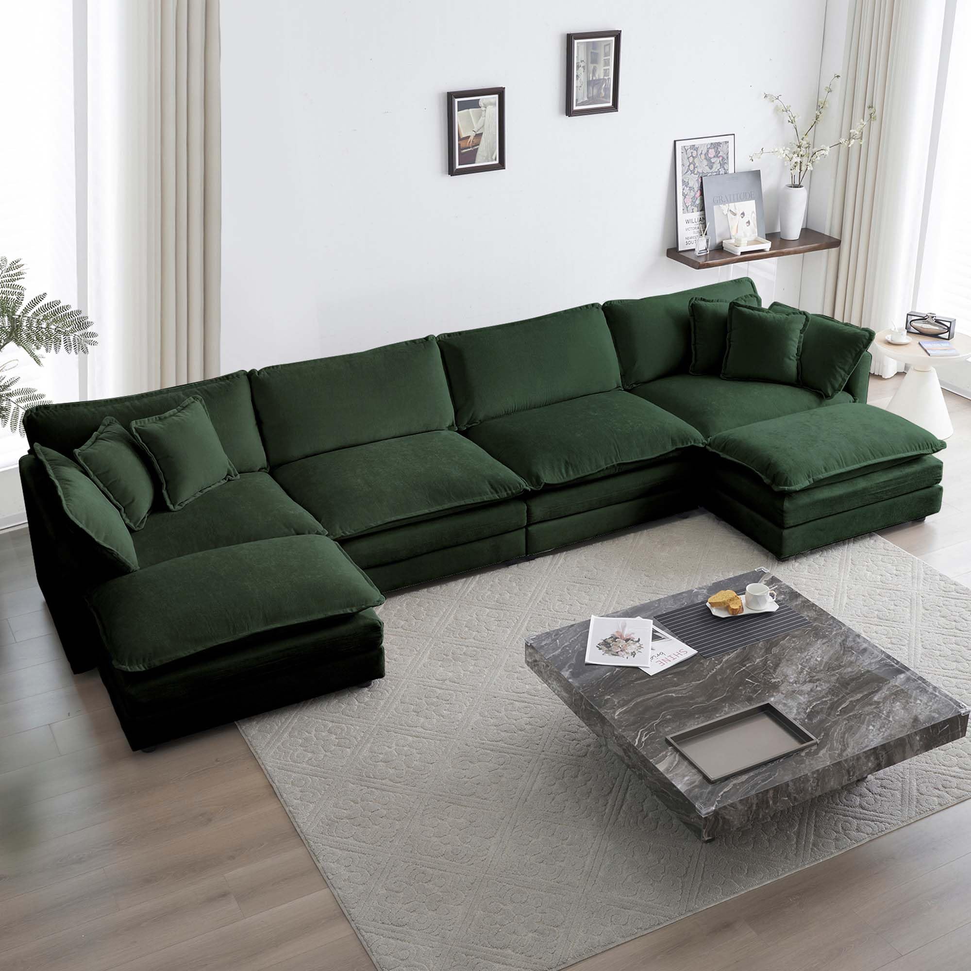 Amazon.com: Ravy Concept Sectional Sofa 4 Seater with Movable 2 Ottomans,Oversized Modular Couch ...