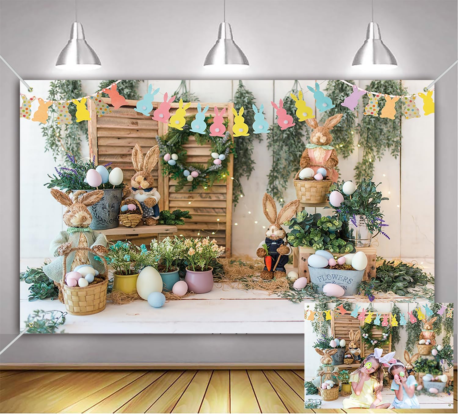 Amazon.com : JuneGrow Happy Easter Photo Backdrop 71x43in Spiring ...