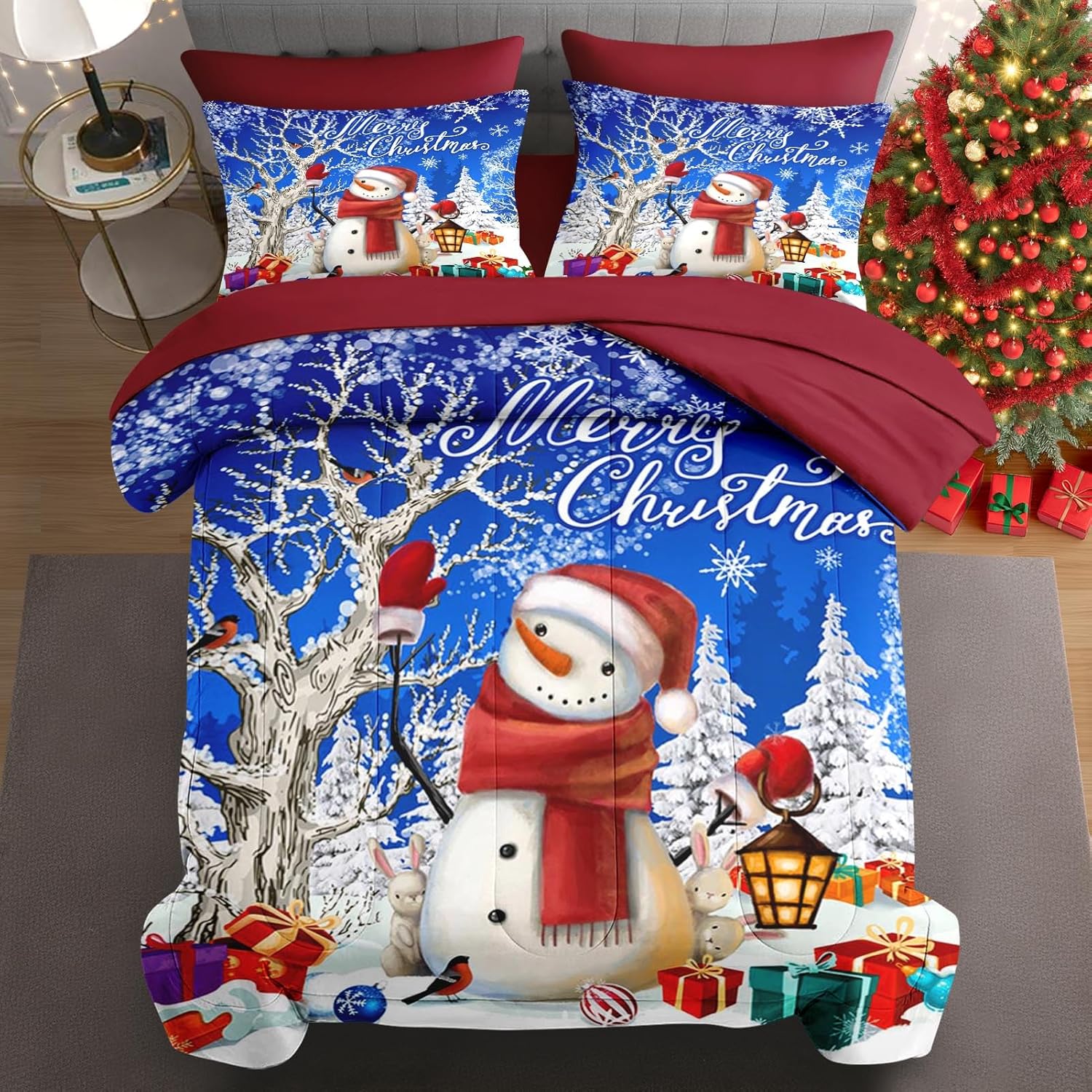 Amazon.com: WeCozy 7 Pcs Queen Size Christmas Comforter Set with 2 ...