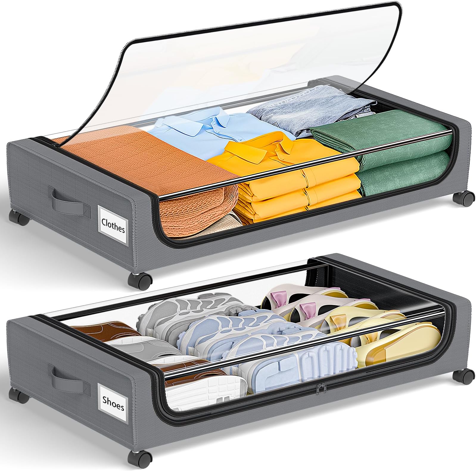 Amazon.com: Under Bed Storage Containers with Wheels, Large Underbed ...