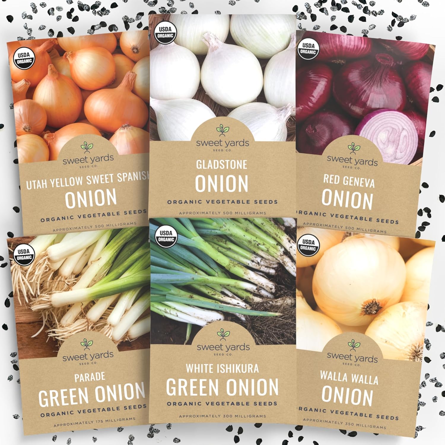 Amazon.com : Organic Onion Seeds Variety Pack - 6 Individual Packs ...