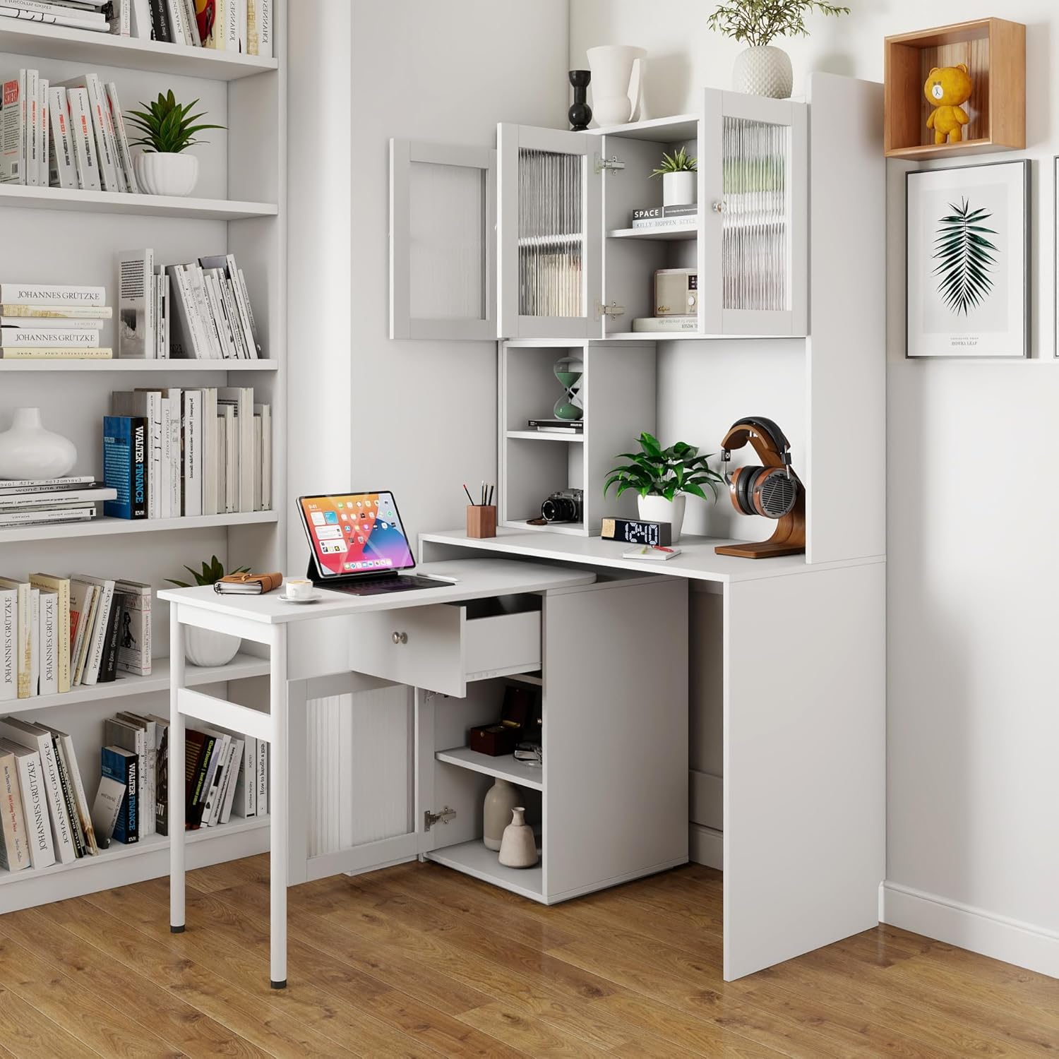 Amazon.com: LUMISOL Home Office L Shaped Desk with Hutch & Bookshelf ...