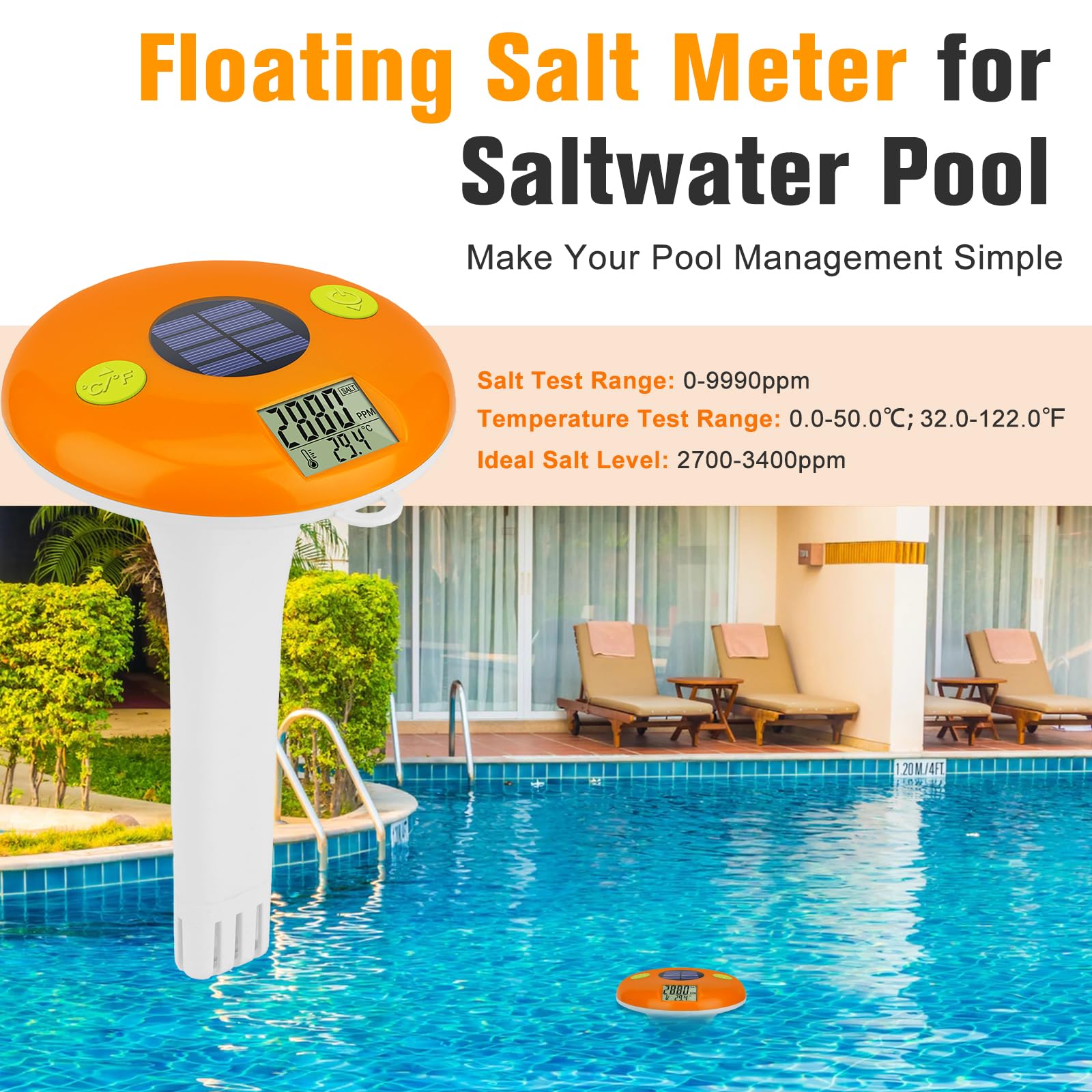 Snapklik.com : UIUZMAR Pool Salt Tester Floating Pool Thermometer ...