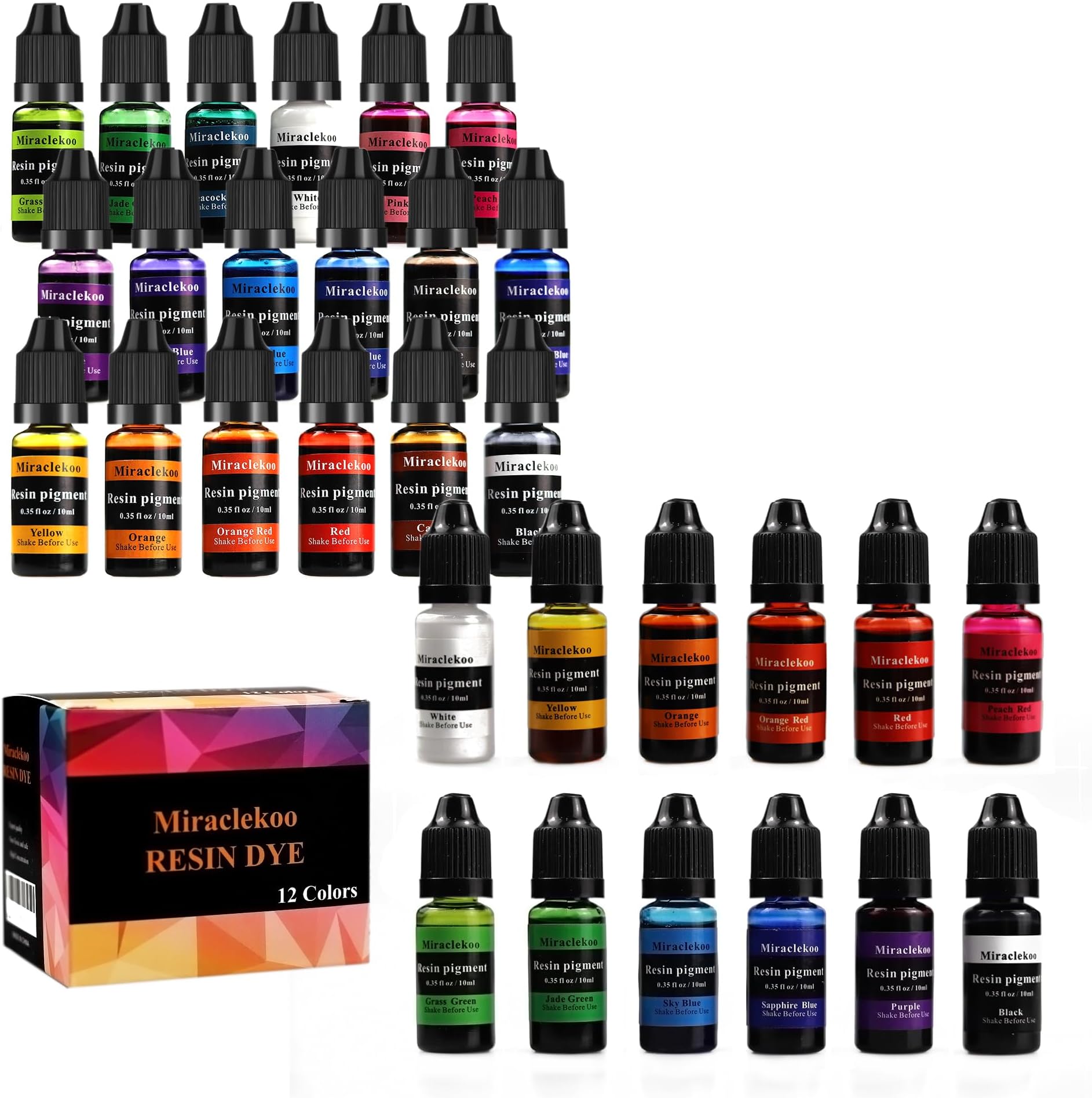 Amazon.com: 12 Colors + 18 Colors Epoxy Resin Color Dye Colorant Liquid ...