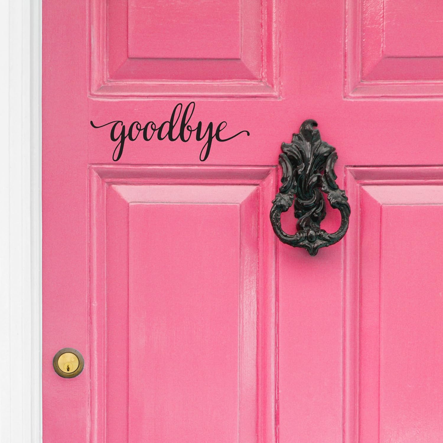 Amazon.com: Black Goodbye Front Door Vinyl Decal Script Handwriting ...