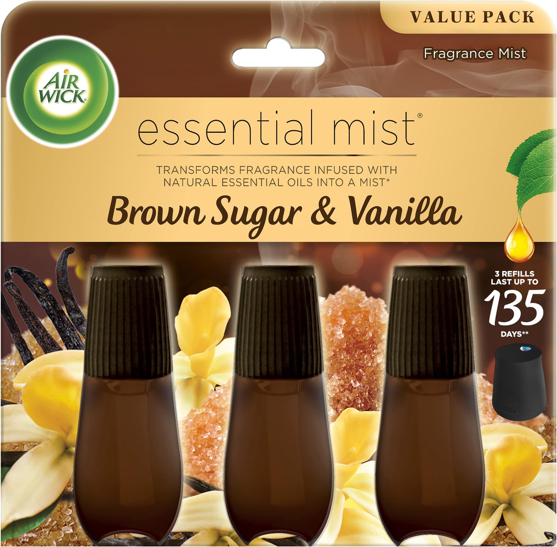 Amazon.com: Air Wick Essential Mist Refill, 3 ct, Coconut and Pineapple, Essential Oils Diffuser ...
