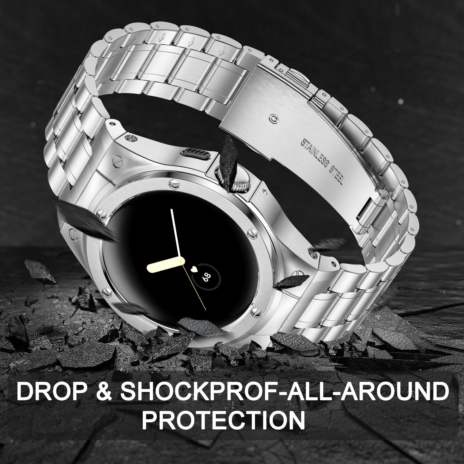 SUPLINK Stainless Steel Case with Band Compatible with Google Pixel ...