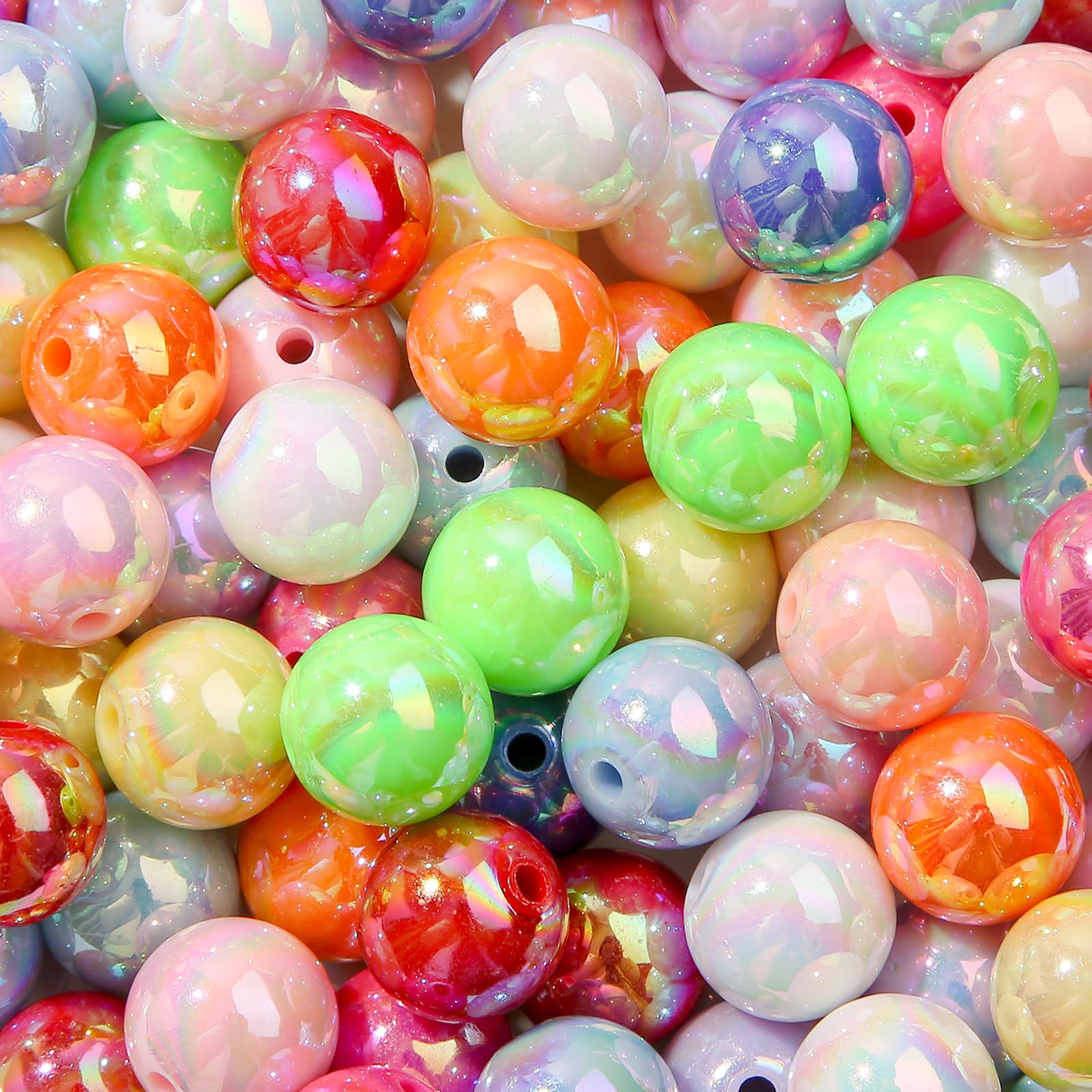 Amazon.com: BERMRO 16mm Acrylic Beads Ab Color Beads Round Space Beads ...