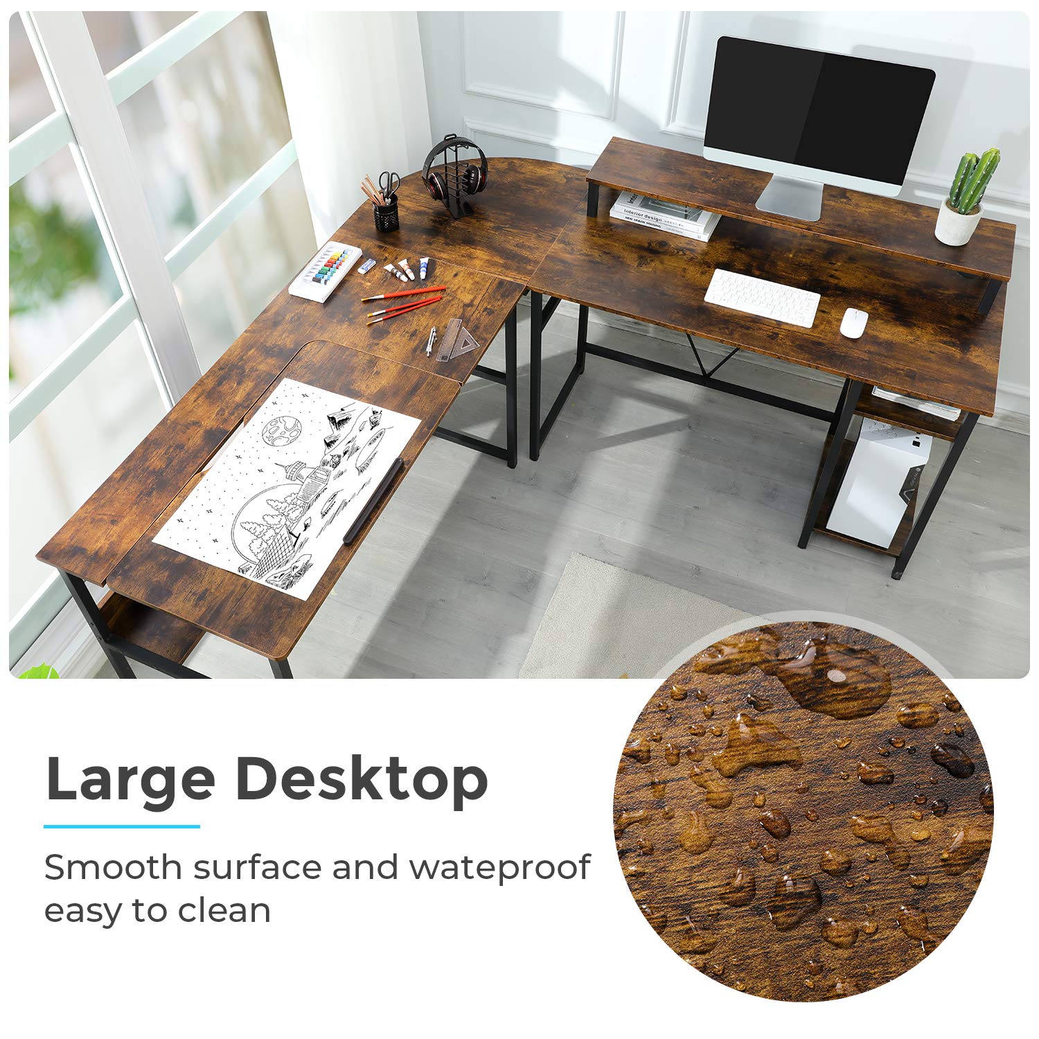Buy Sedeta L Shaped Desk, 70.9 inches Corner Computer Desk with Monitor ...