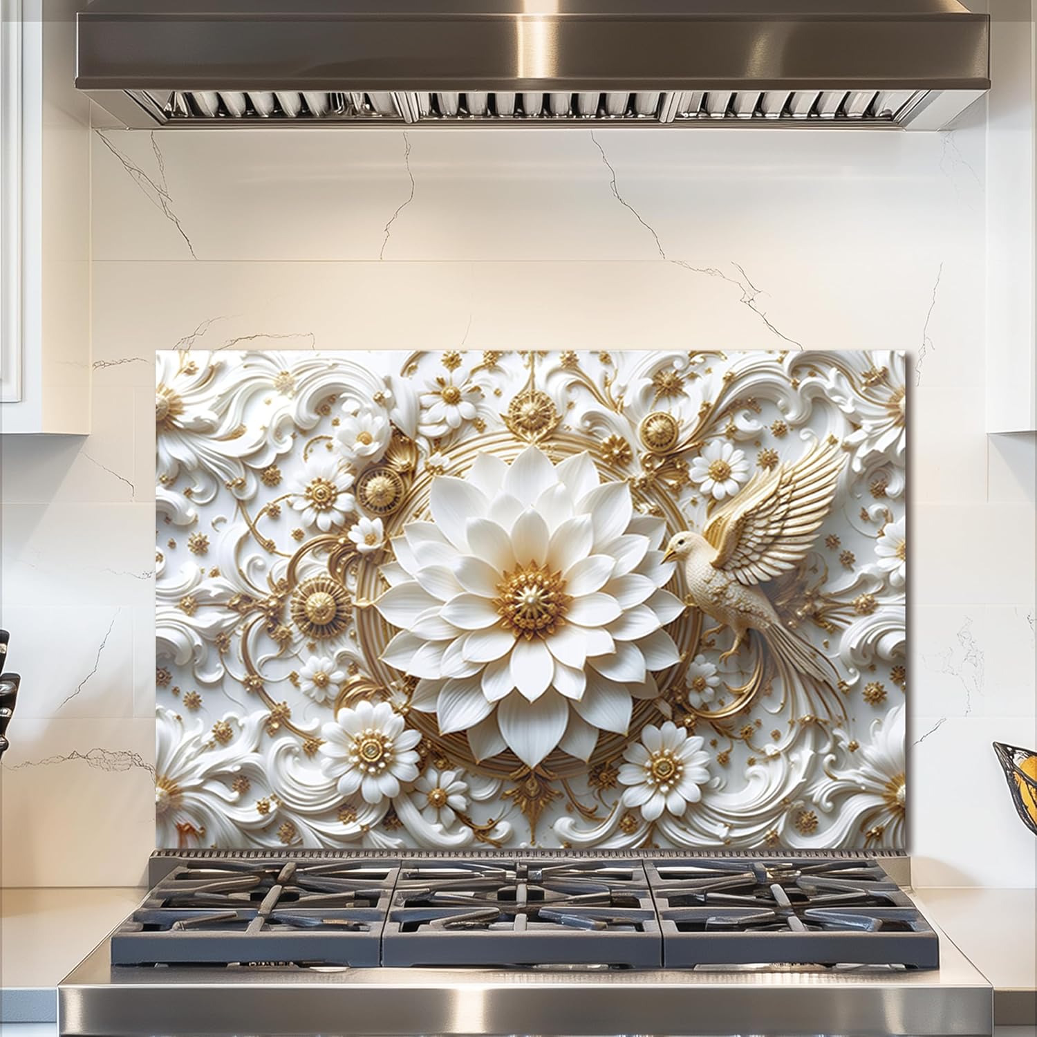 Amazon.com: fzxwyishu Tempered Glass Backsplash for Kitchen,Stove ...