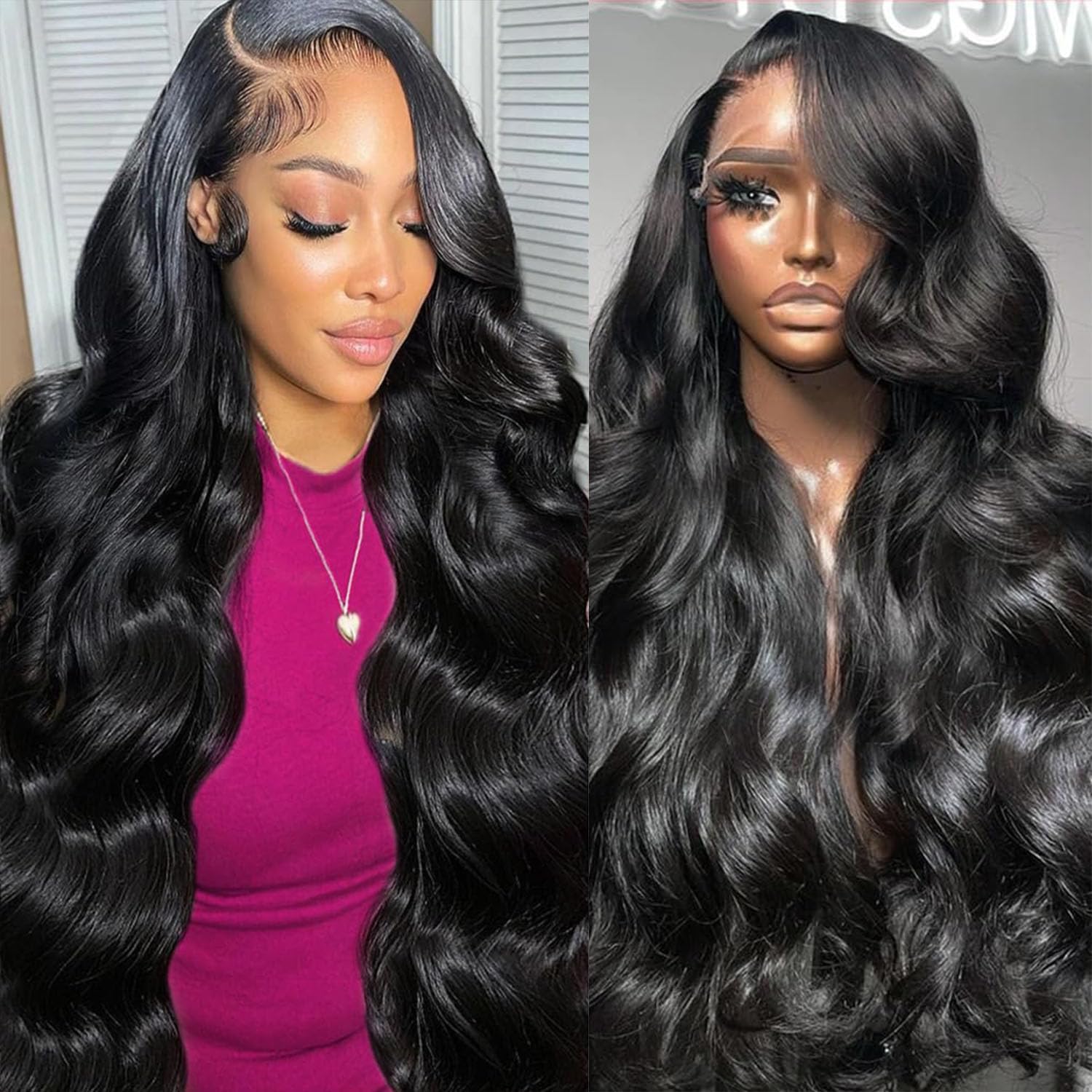 Amazon.com : STOGEDEST 20 Inch Human Hair Wig Body Wave Lace Front Wigs ...