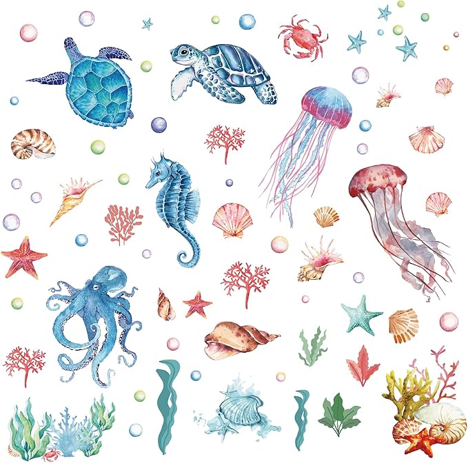 Amazon.com: CRASPIRE 8 Sheets Sea Life Window Decals Stickers Ocean ...