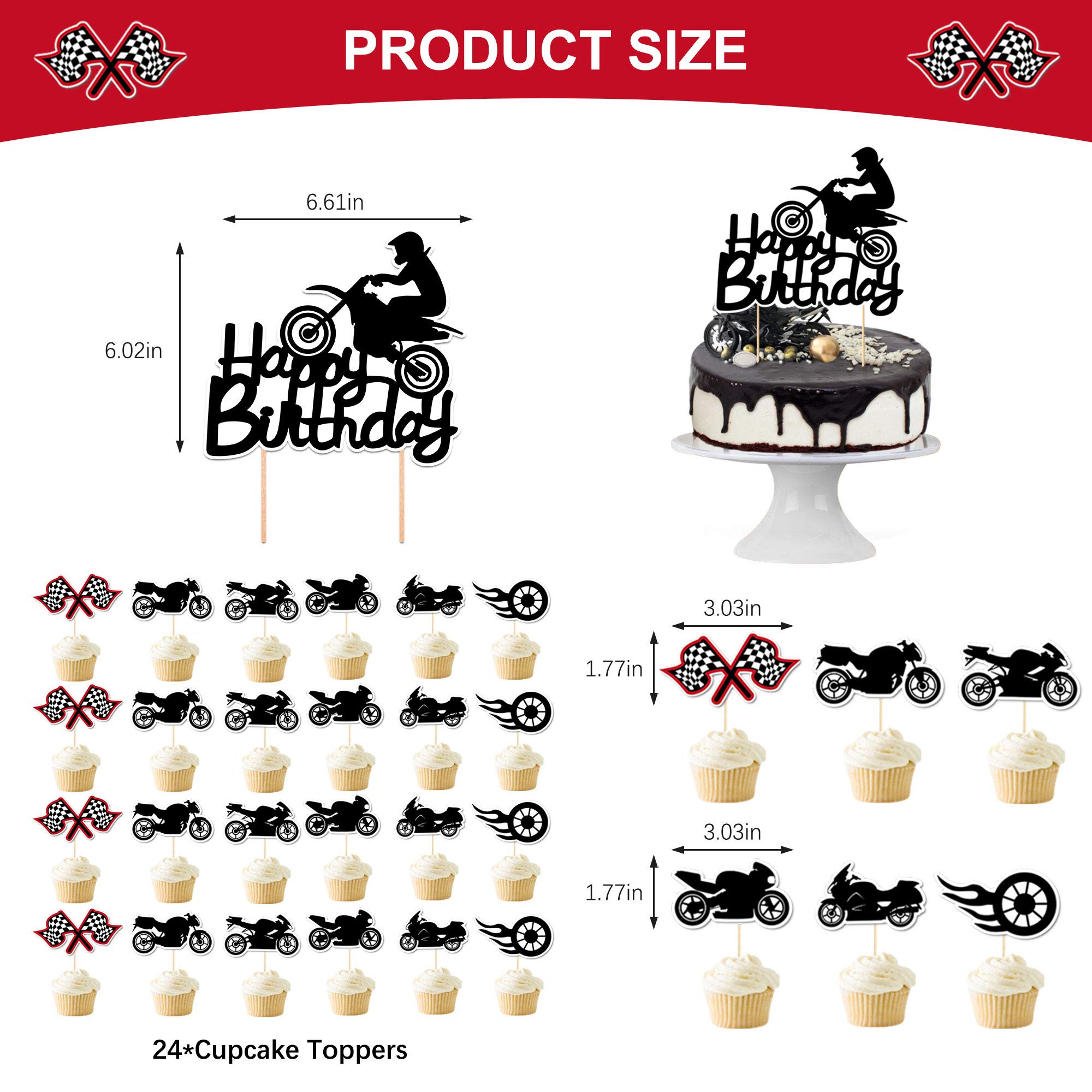 Motorcycle Birthday Party Decorations - 76Pcs Motocross Racing Theme ...