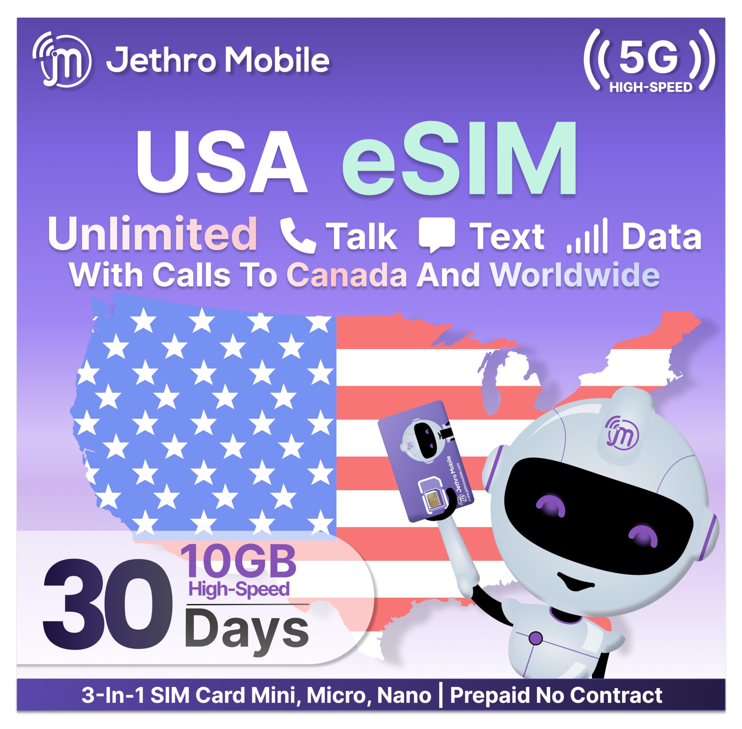 Amazon.com: Jethro Mobile Prepaid eSIM | 10GB High-Speed Data ...