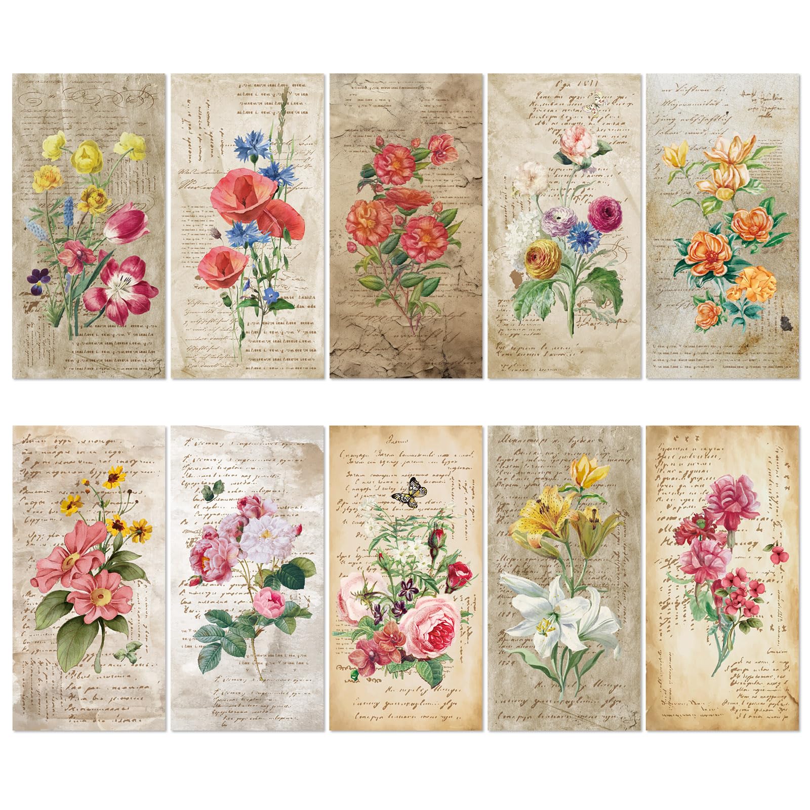 Amazon.com: Whaline 10 Sheets Botanical Floral Rub on Transfer for ...