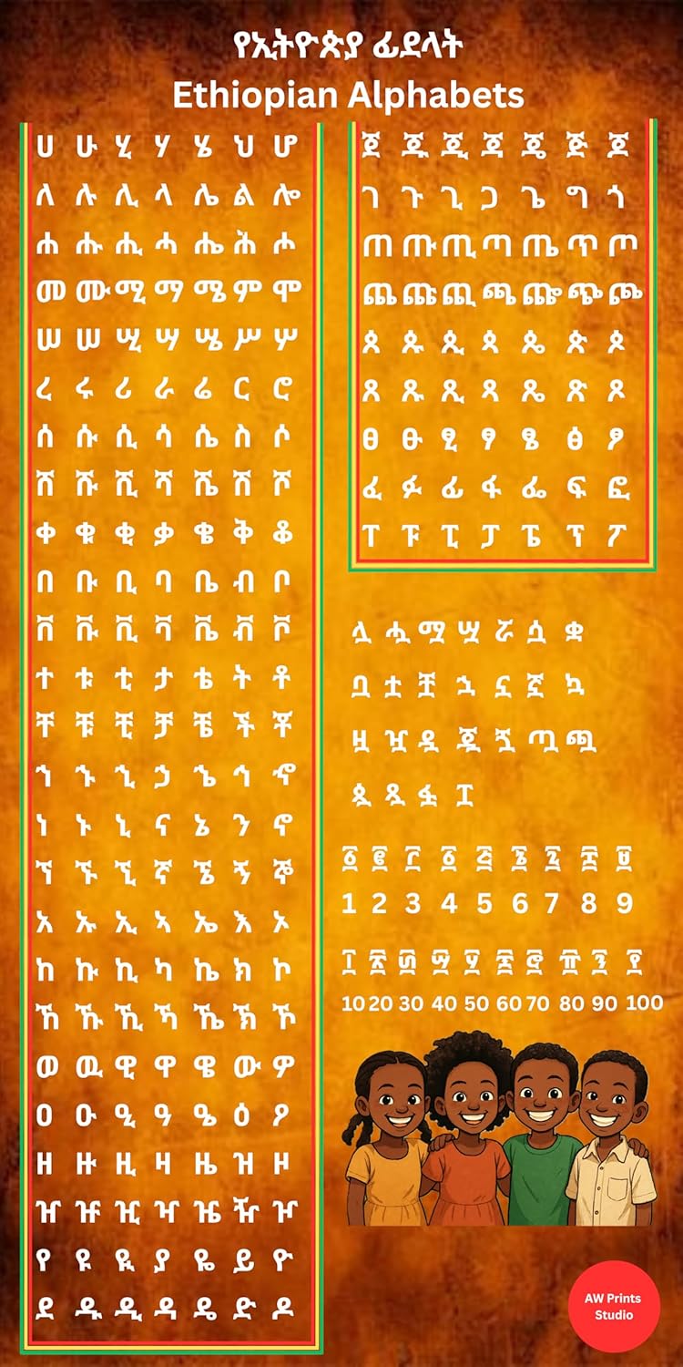 Amazon.com: Ethiopian Amharic Alphabet Educational Wall poster includes ...