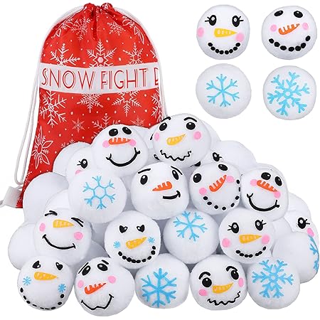 Amazon.com: ELCOHO 24 Pack 2.8 Inches Snow Toy Ball Set Fight Fun Plush ...