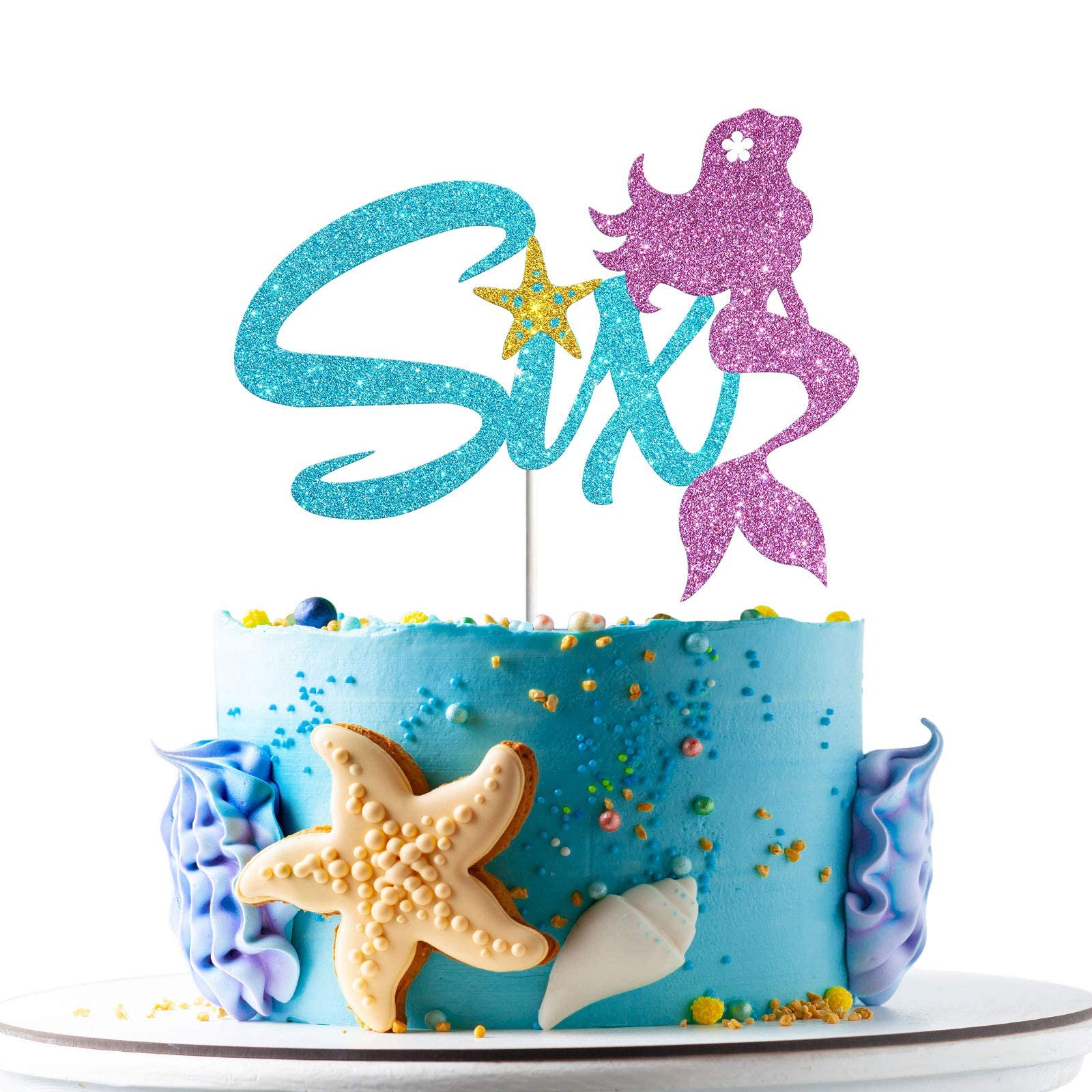 Buy Festiko®Mermaid Six Cake Topper, Happy 6th Birthday Cake Decor, I'm ...