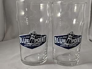 Amazon.com | Blue Point Shaped Pint Glasses - Set of 2: Beer Glasses