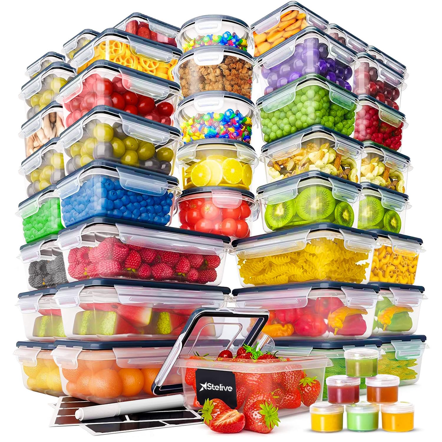 Stelive 56 Pack Food Storage Container Set, Leak Proof Lunch Boxes ...