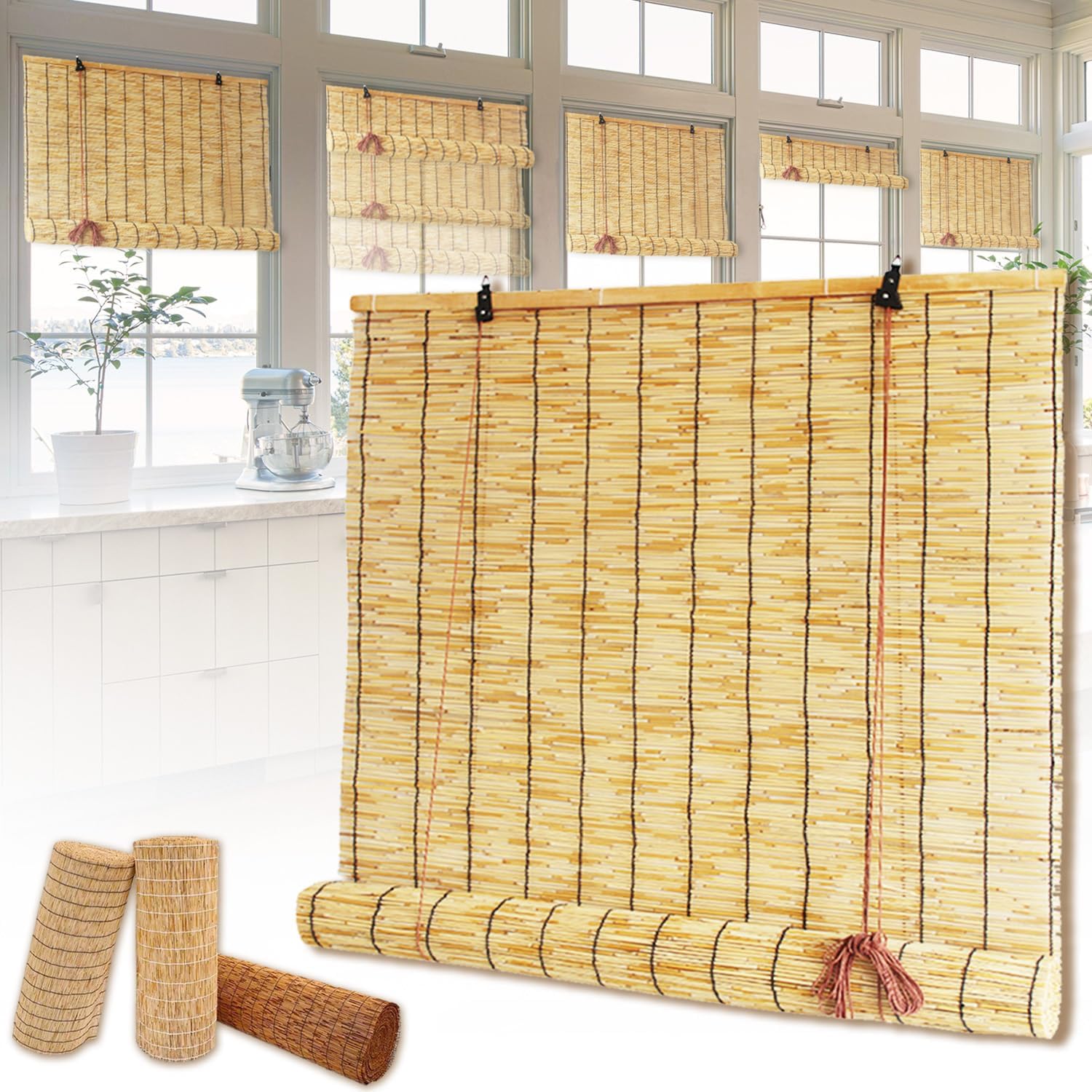 Amazon.com: DQWJYYDS Reed Roller Blinds, 67x48in Outdoor Shade, Natural ...