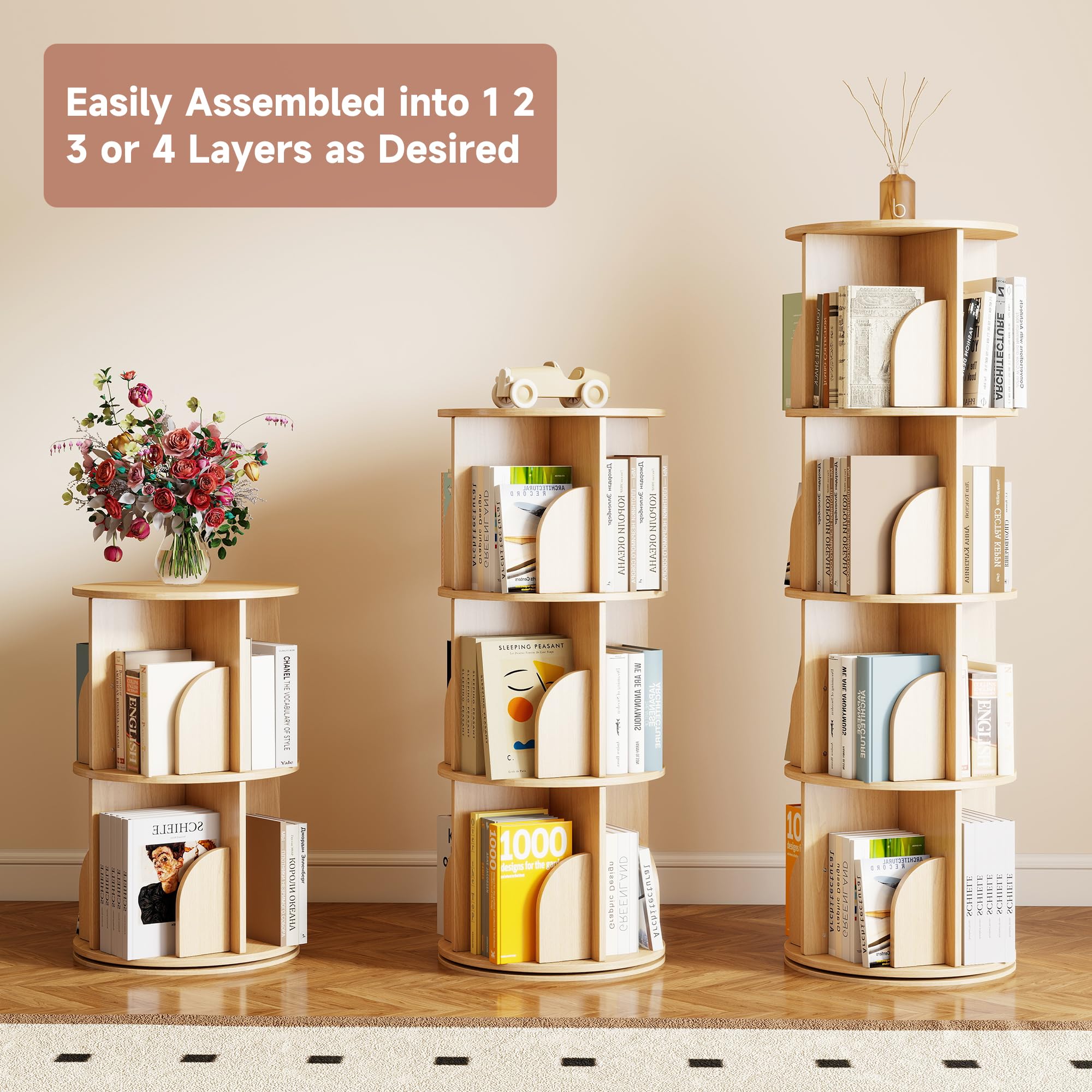 Snapklik.com : 360 Rotating 4Tier Narrow Corner Bookshelf Slim 15.75 ...