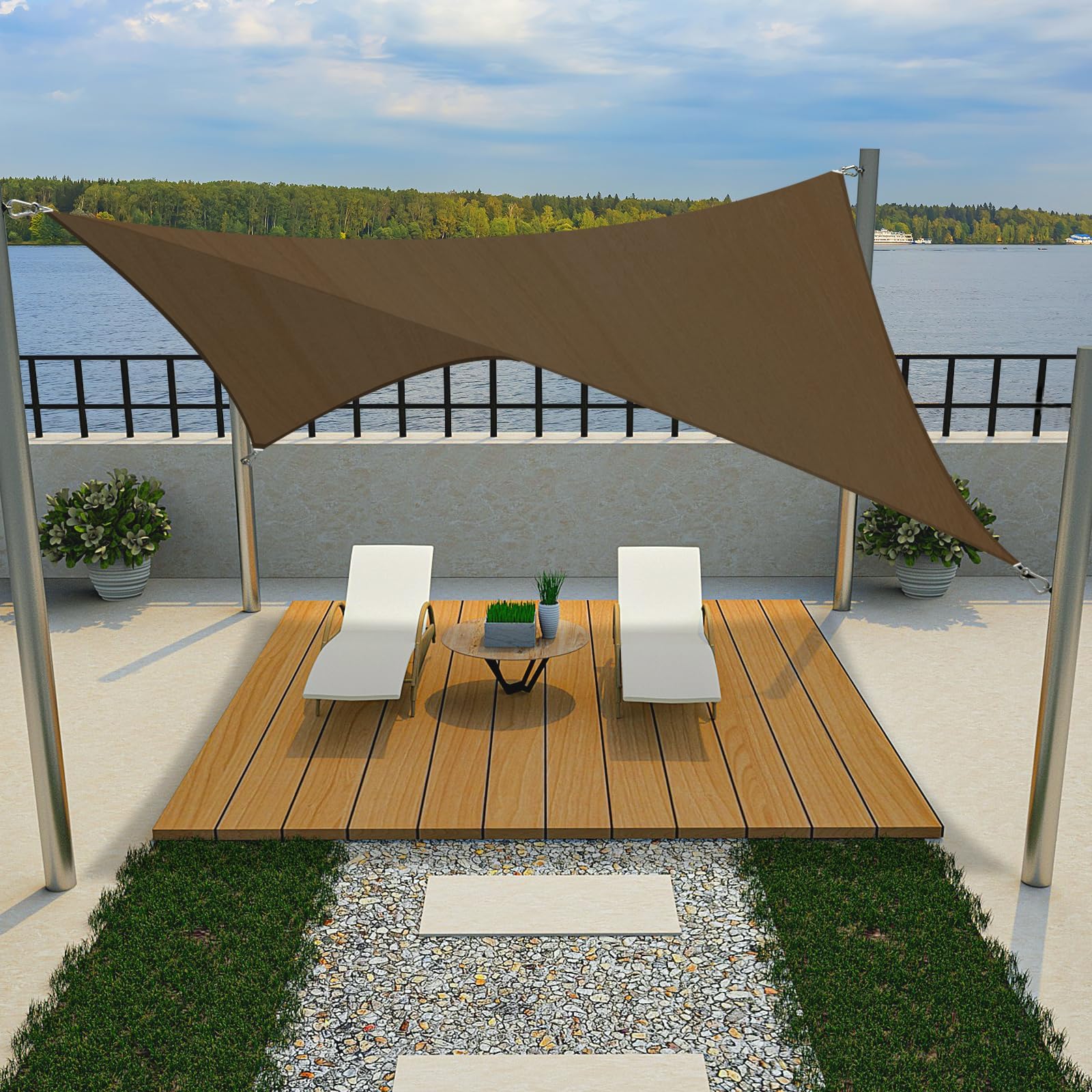 Snapklik.com : Sun Shade Sail 13x20 Brown Rectangle UV Block Canopy ...