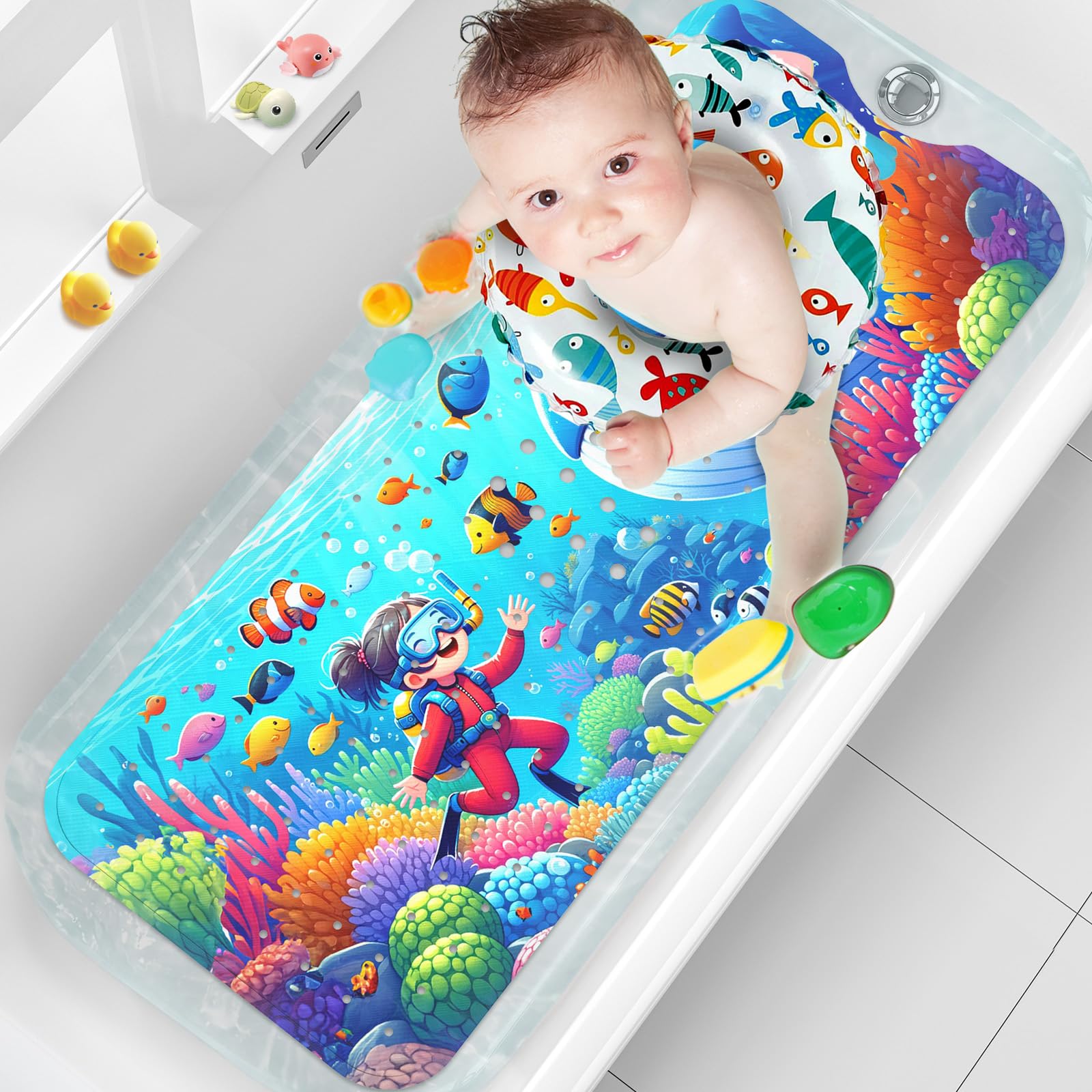 Amazon.com: XIYUNTE Baby Bath Mat for Kids, 40x16 in Extra Long Baby ...
