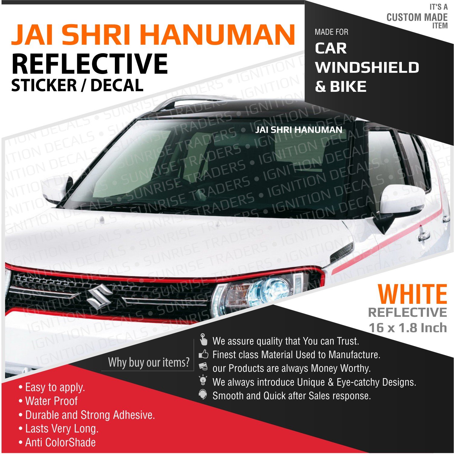 Buy Carmetics White Jai Shri Hanuman Sticker Set for Nissan Sunny ...