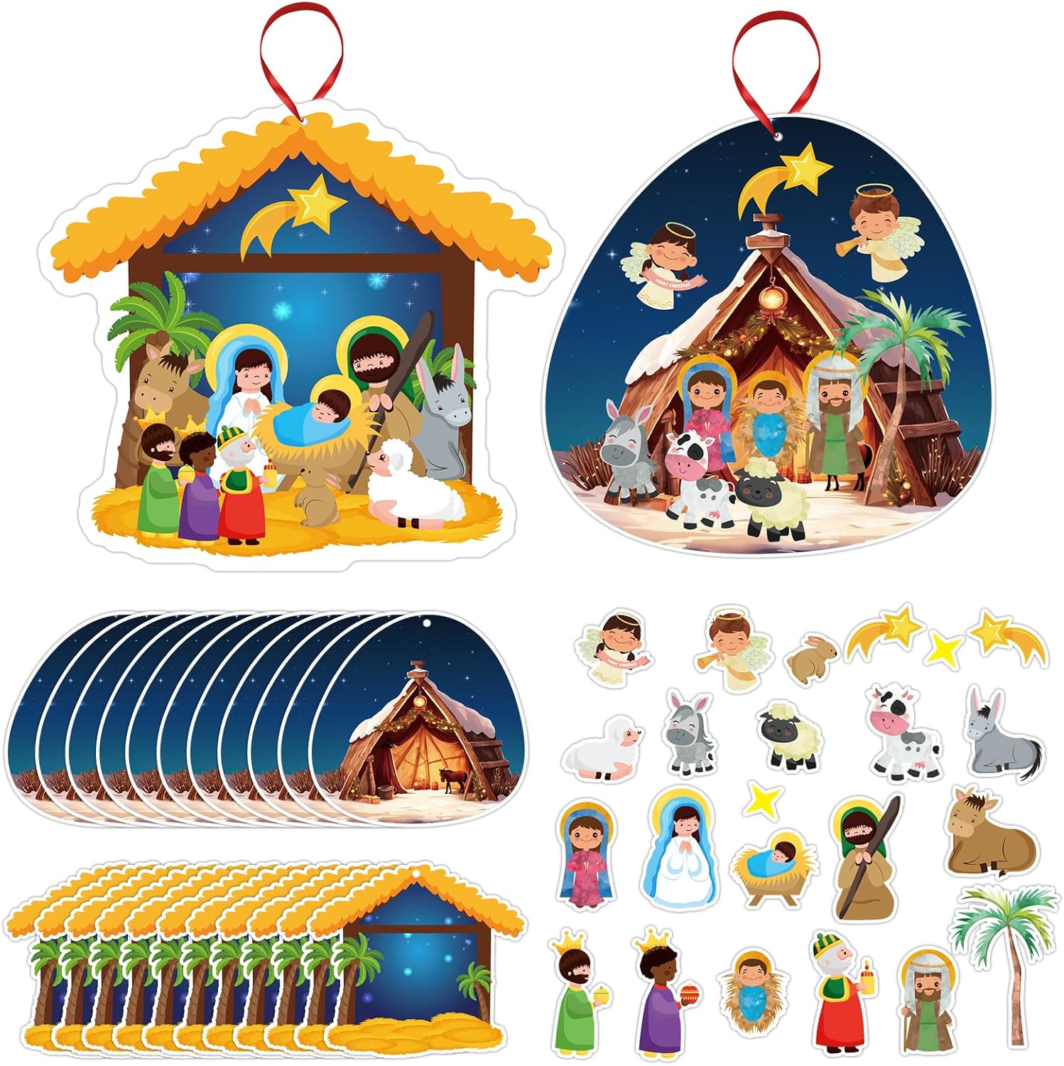 Amazon.com: FLYAB 24PCS Make a Nativity Scene Stickers Ornament Craft ...